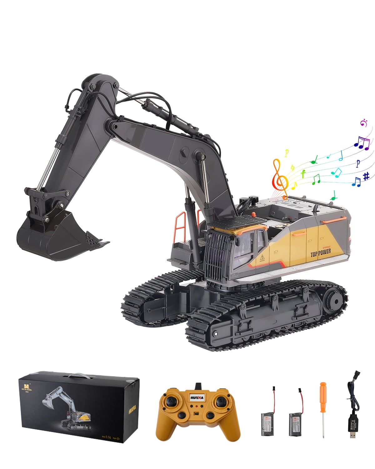 VEVOR Remote Control Excavator Toy, 22 Channel, 1:14 Scale Remote ...