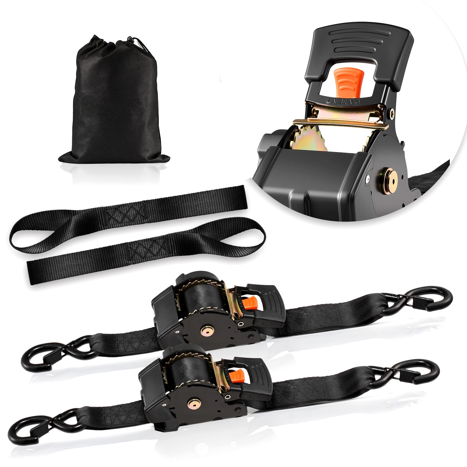 VEVOR Retractable Ratchet Straps, 2 in x 10 ft, Tie Down Straps with S ...