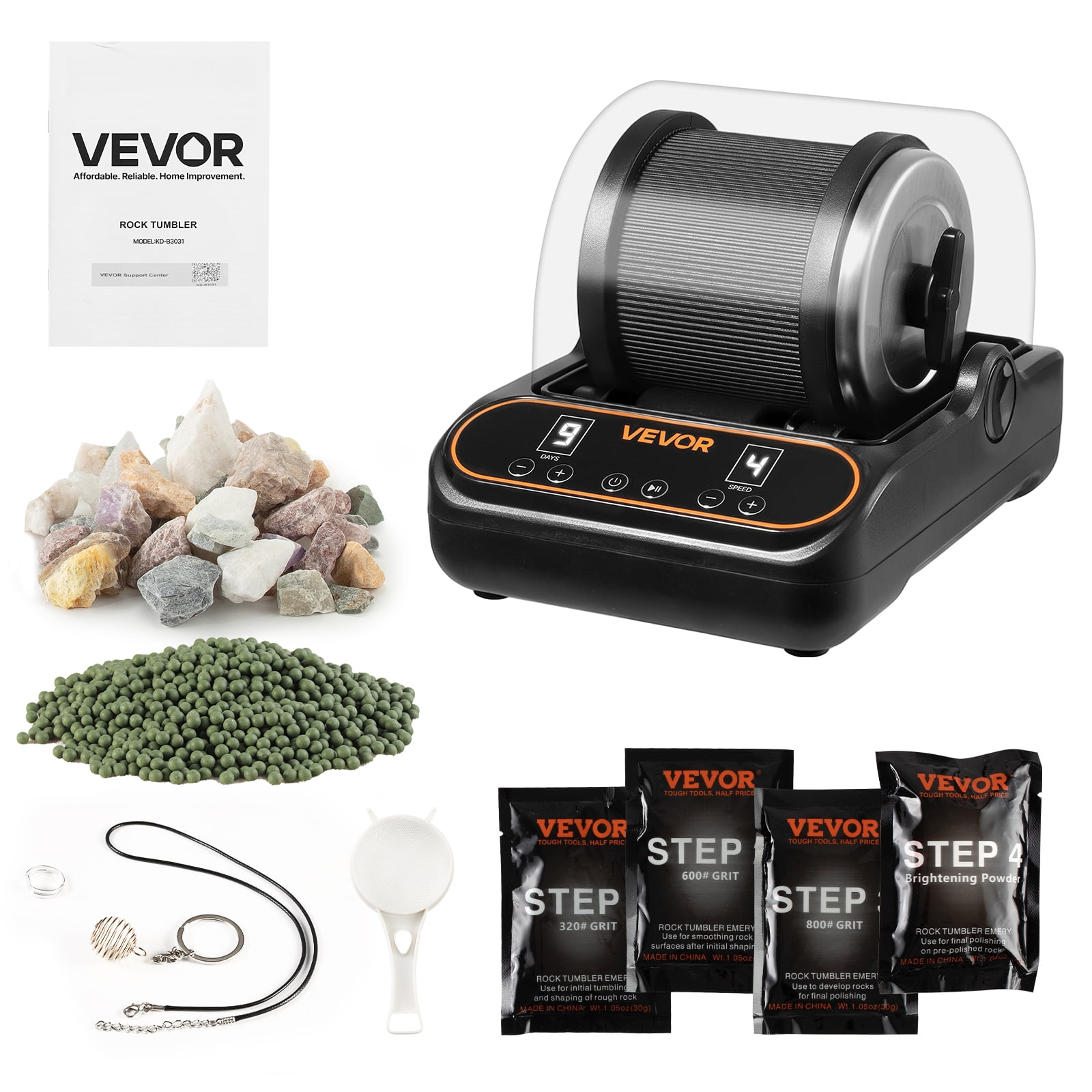 VEVOR Rock Tumbler, 2 lb Rock Polishing Machine, Rocks Tumbling Kit ...