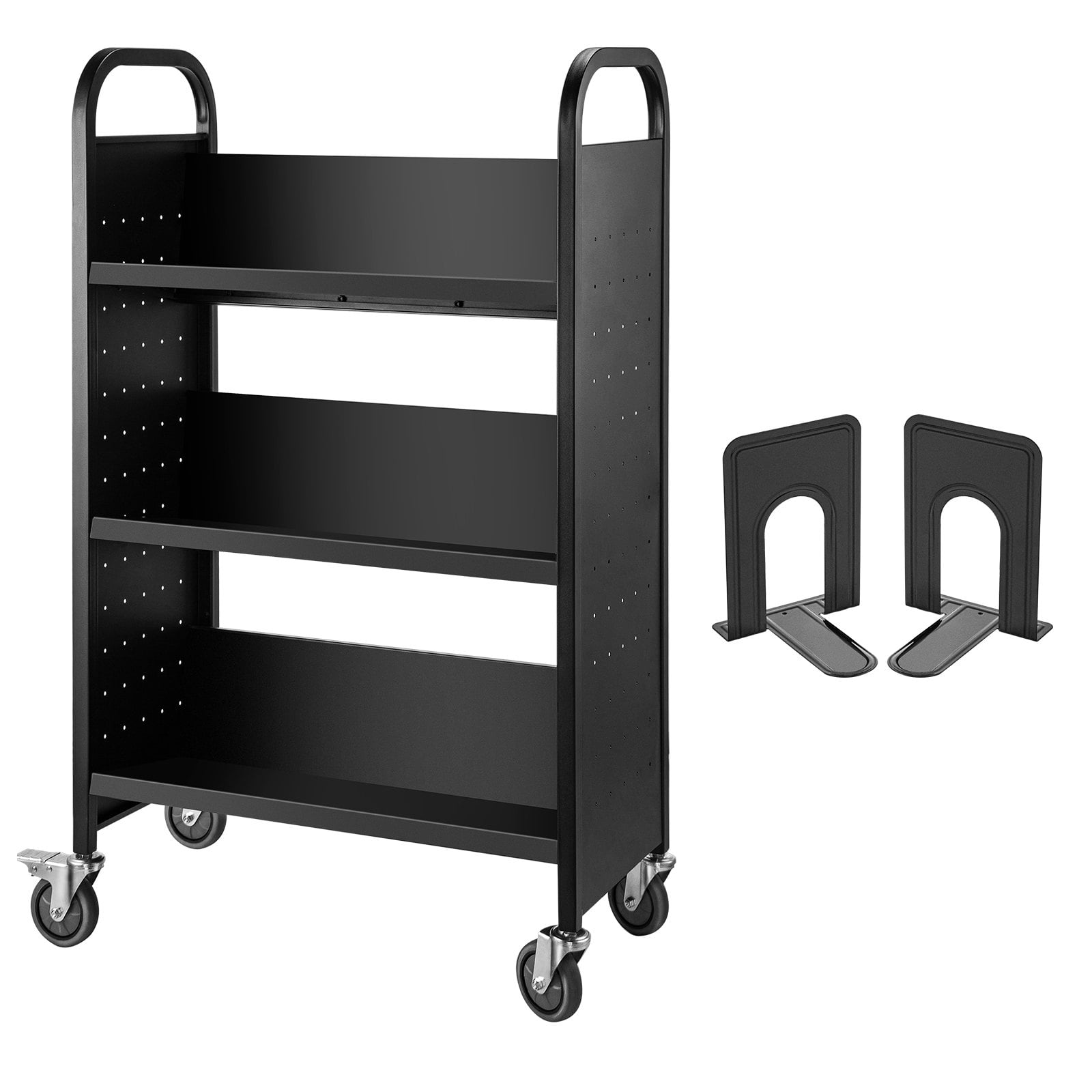 VEVOR Rolling Book Cart - 200LBS Capacity, Single-Sided V-Shaped ...