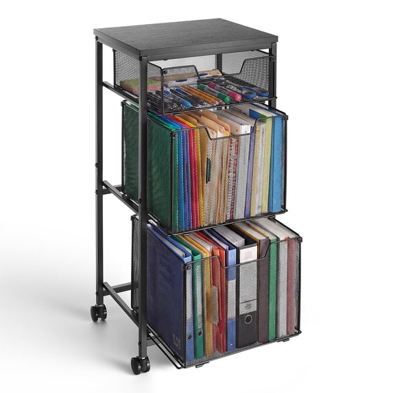 VEVOR Rolling File Cart 3-Tier Mobile Filing Cabinet with Wheels ...