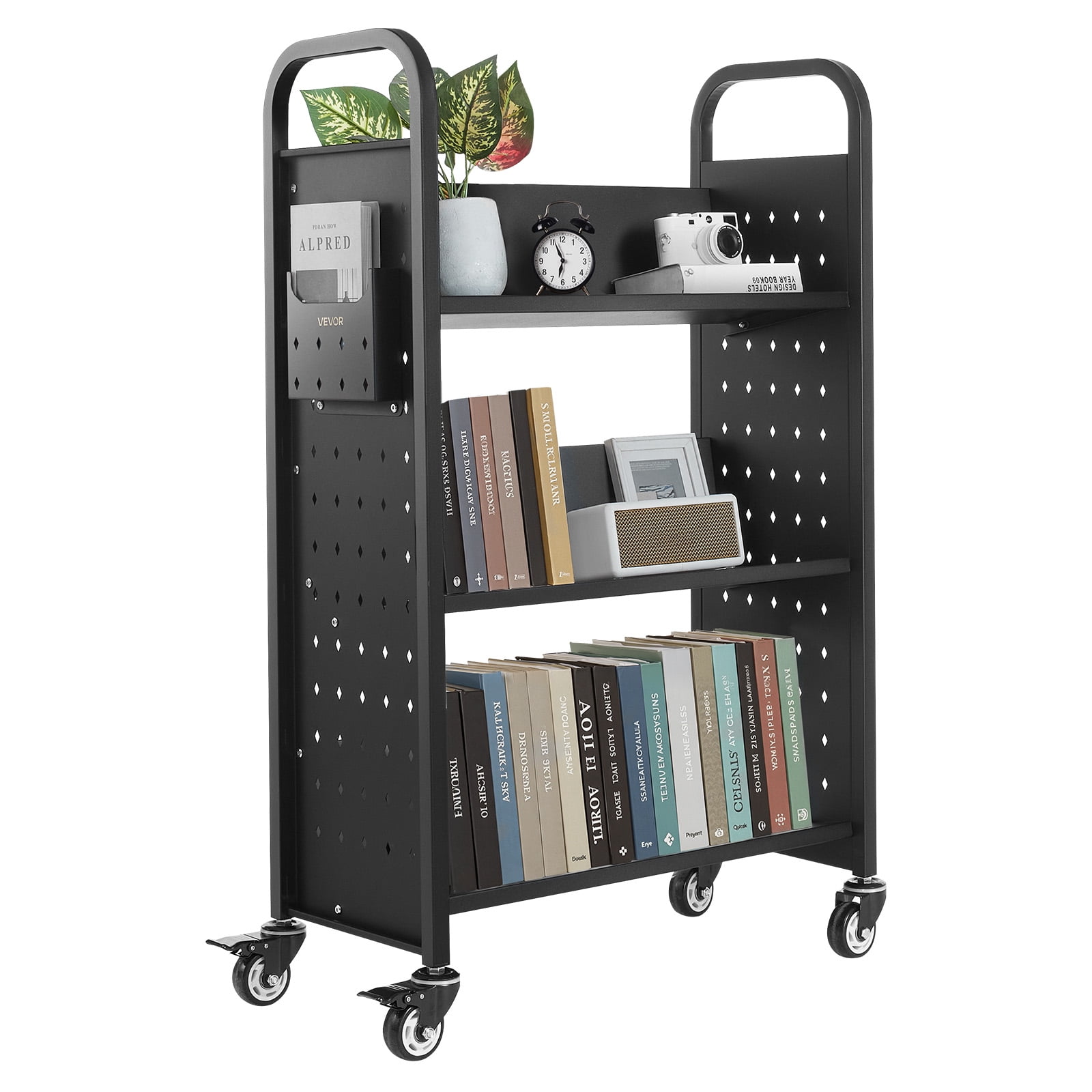VEVOR Rolling Library Book Cart, 330 lbs Capacity, 30.3 x 15 x 48.0 ...