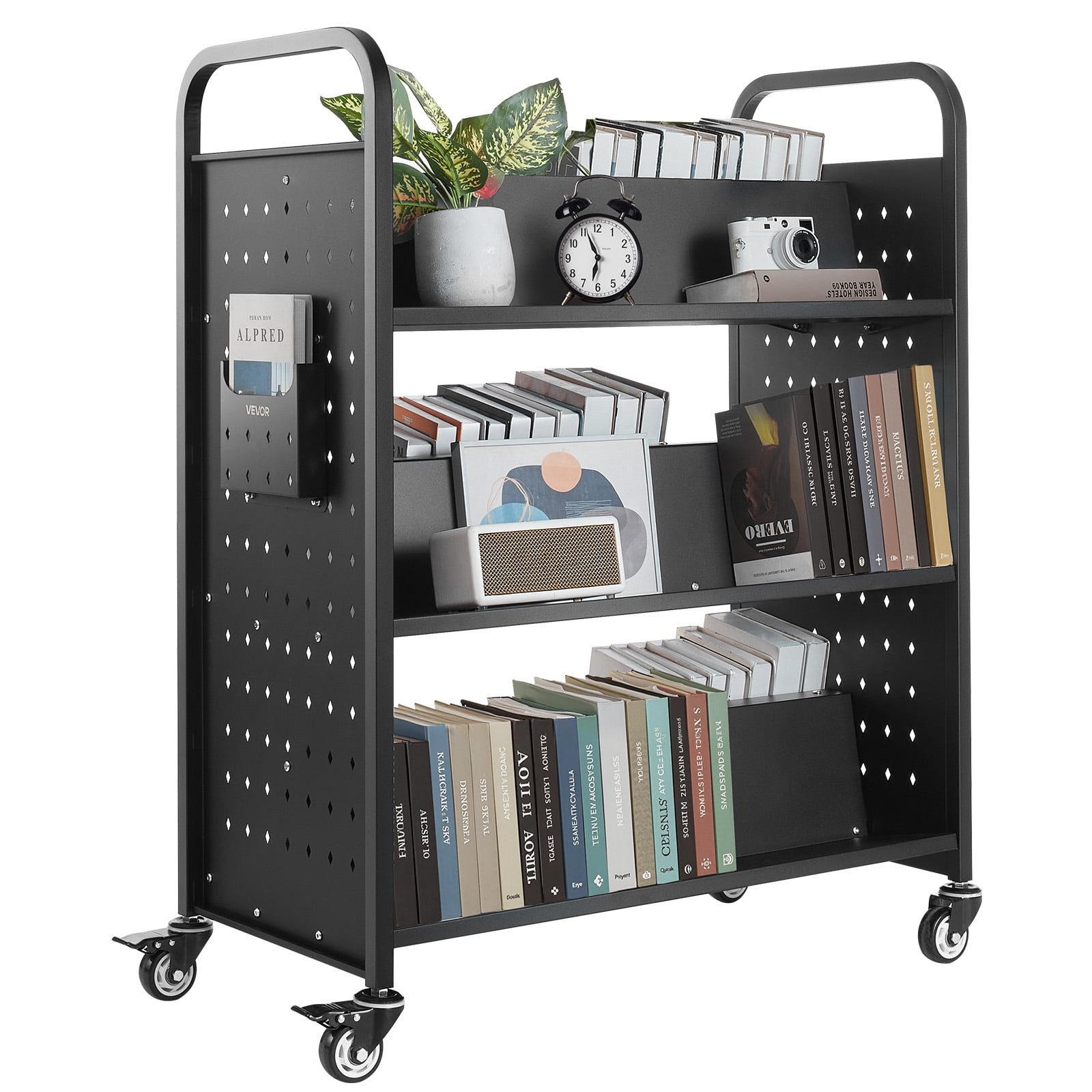 VEVOR Rolling Library Book Cart, 330 lbs Capacity,38.2 x 20.3 x 48.2 ...