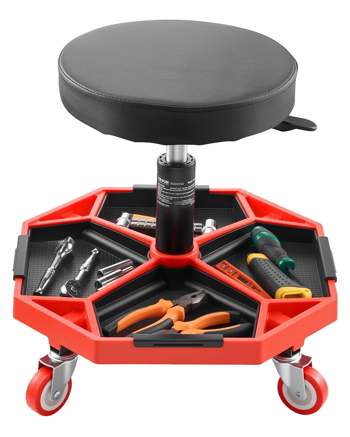 VEVOR Rolling Mechanic Stool with Wheels, 300 lbs Capacity Garage Seat ...