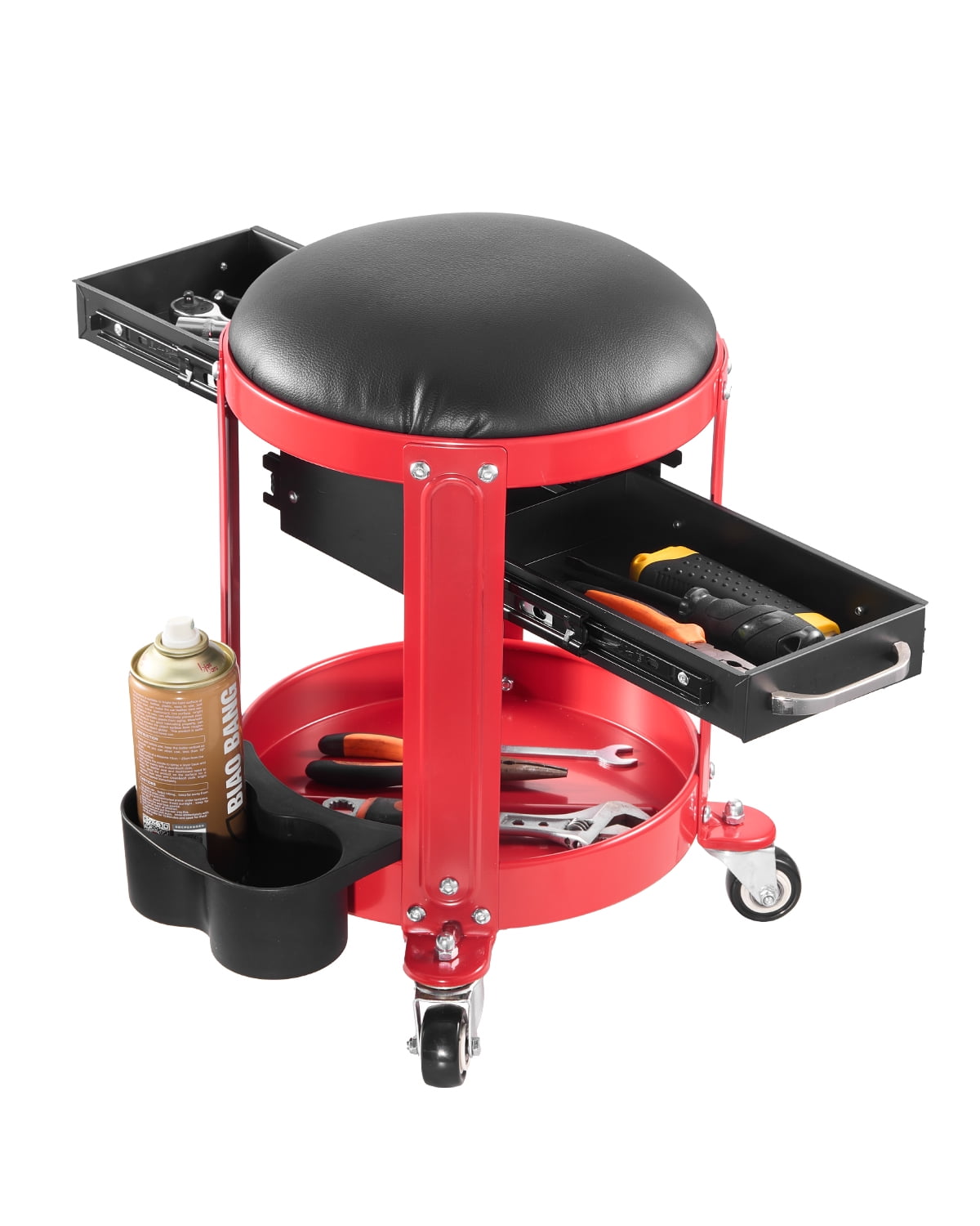VEVOR Rolling Mechanic Stool with Wheels, 300 lbs Capacity Garage Seat ...
