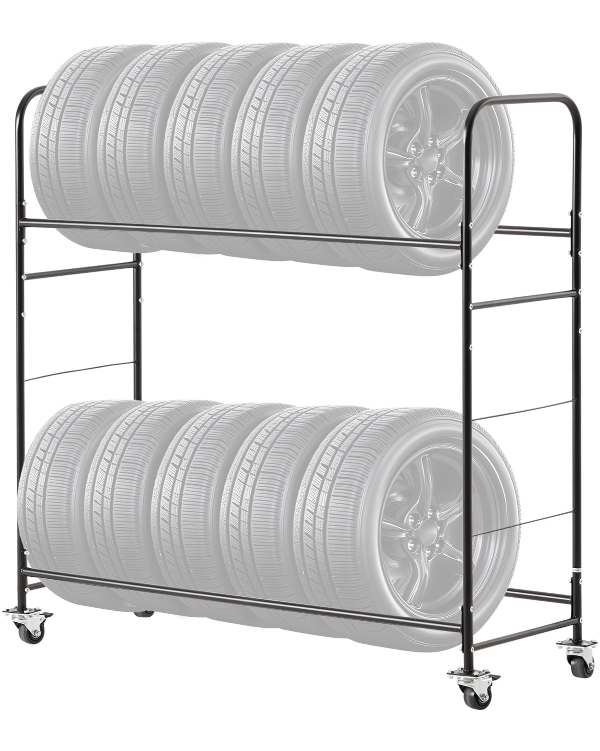 VEVOR Rolling Tire Storage Rack, 2-Shelf Tire Holder and Transport ...