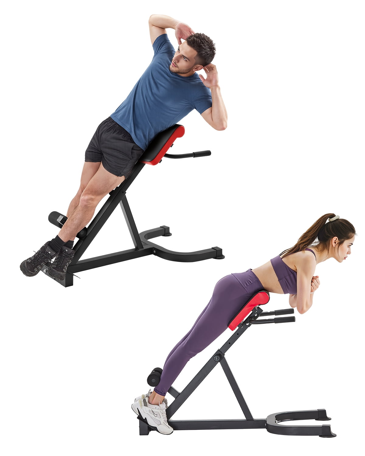 VEVOR Roman Chair Hyperextension Bench, 300 lbs Adjustable Extension ...