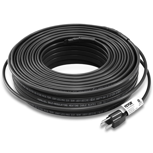 VEVOR Roof & Gutter De-icing 120 feet, 8W/ft Heating Tape, 120V Self ...