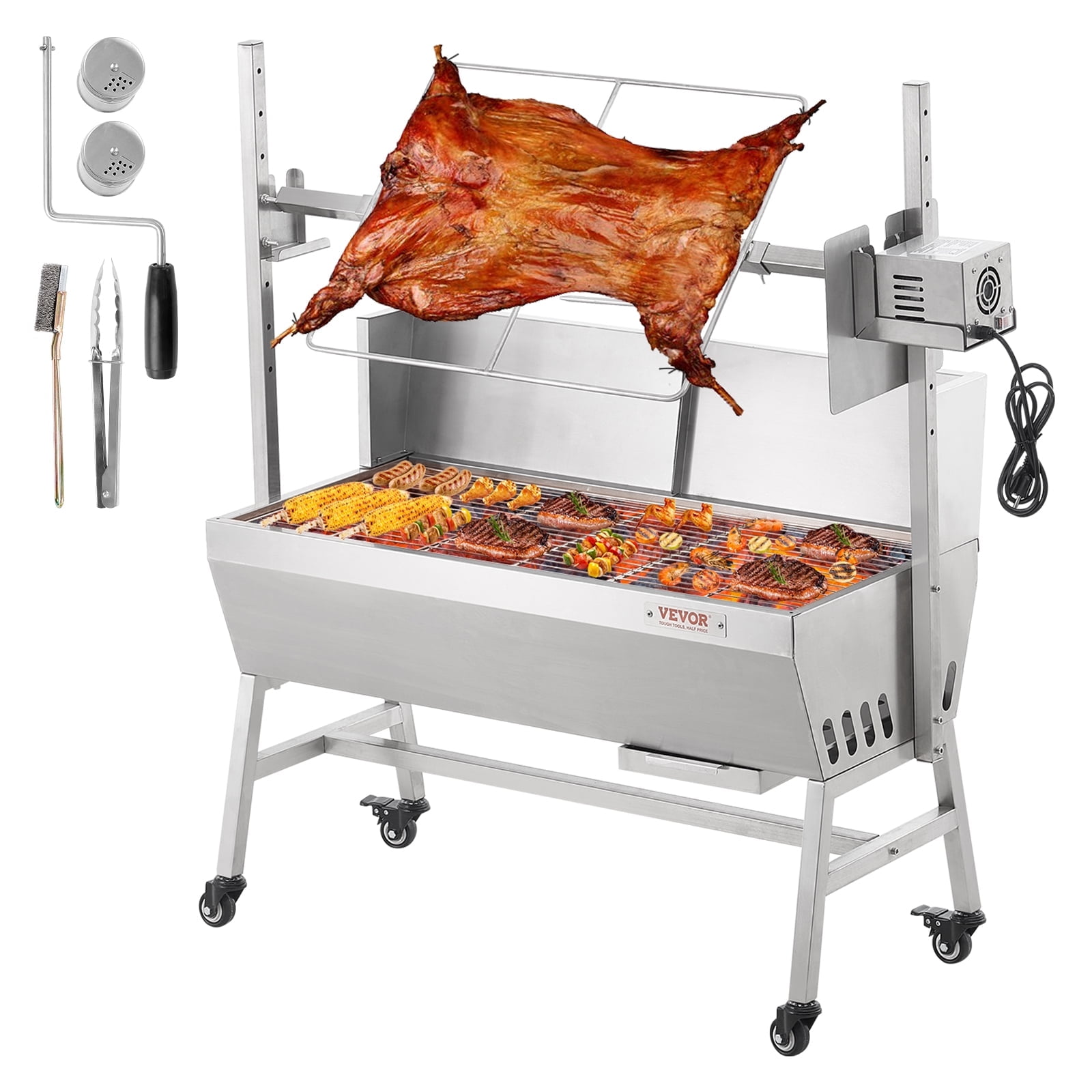 VEVOR Rotisserie Grill with Windscreen, BBQ Whole Pig Lamb Goat ...