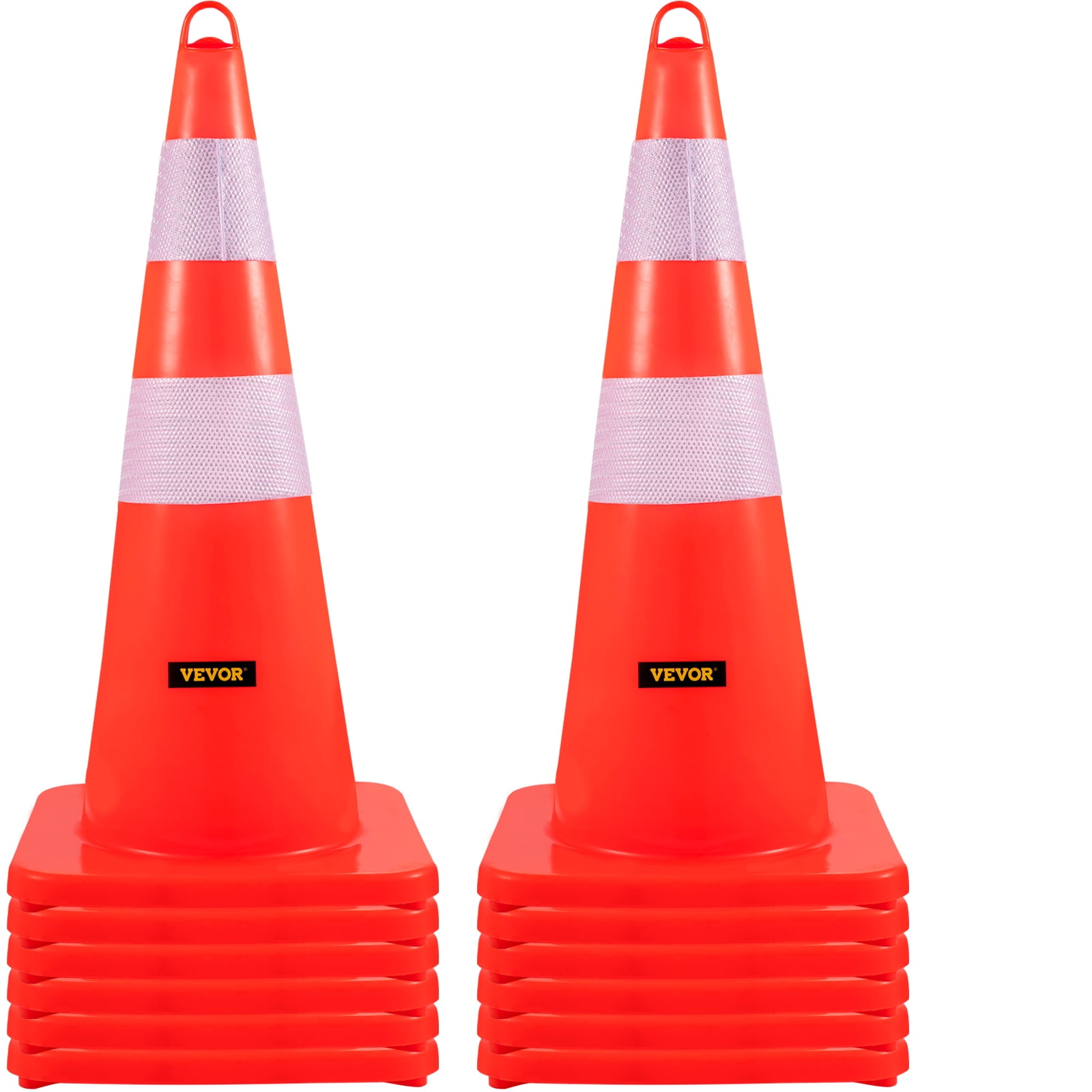 VEVOR Safety Cones, 12 x 28" Traffic Cones, PVC Orange Construction ...