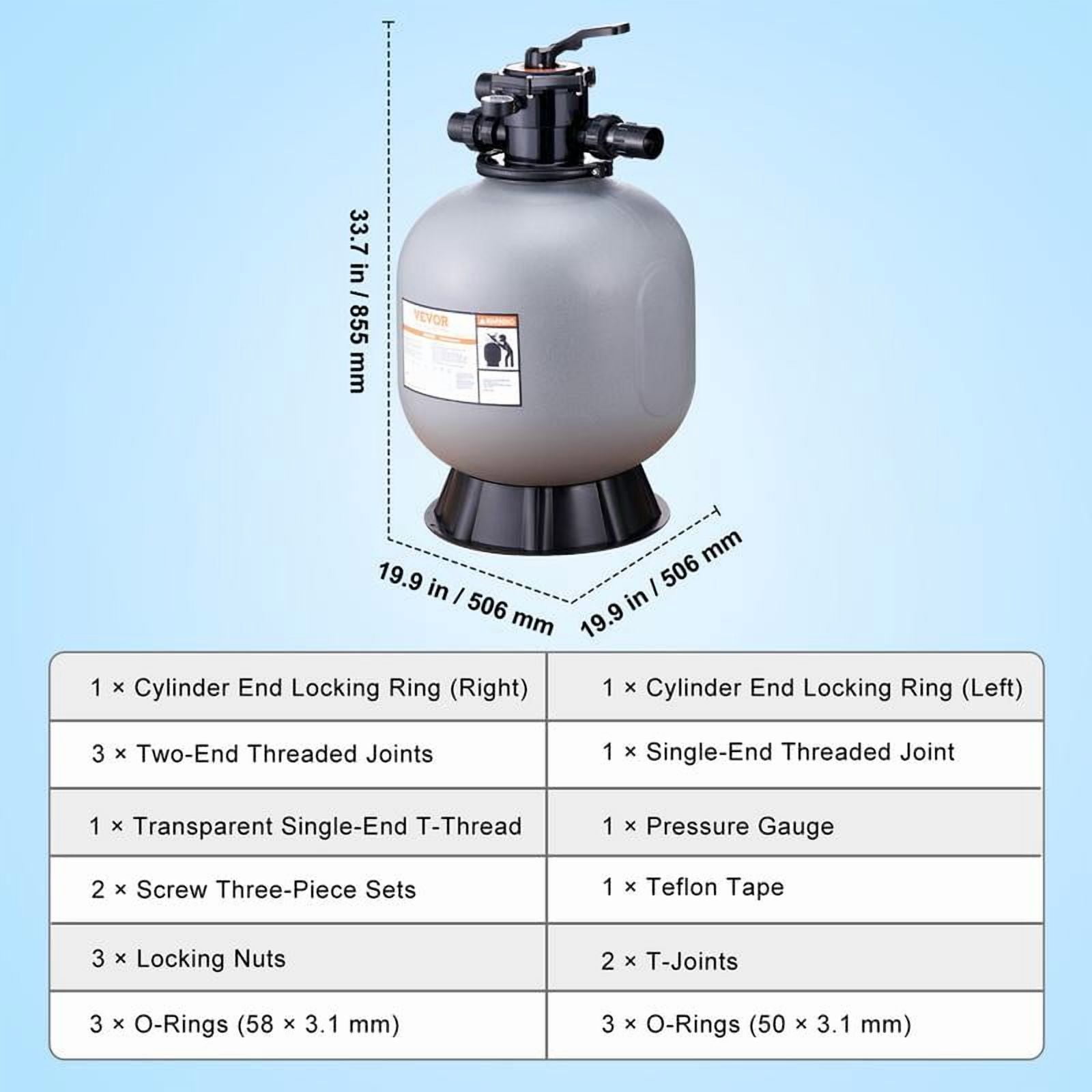 VEVOR Sand Filter, 22-inch, Up to 55 GPM Flow Rate, Above Inground ...
