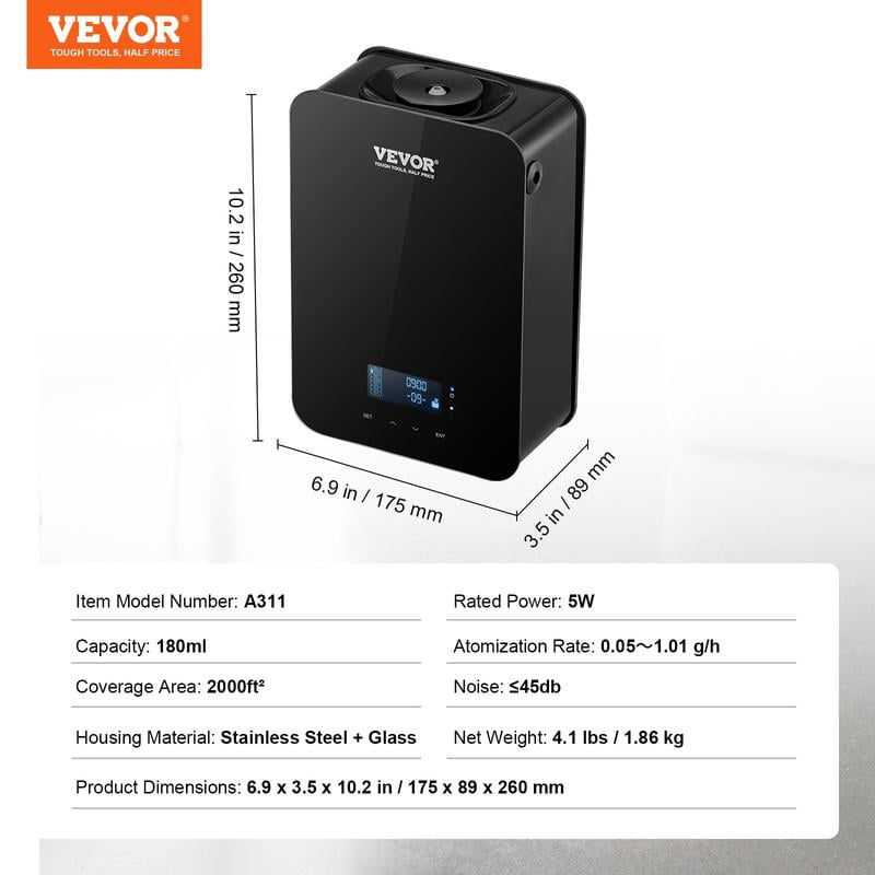 VEVOR Scent Air Machine, 950ml Bluetooth Smart Cold Air Diffuser ...