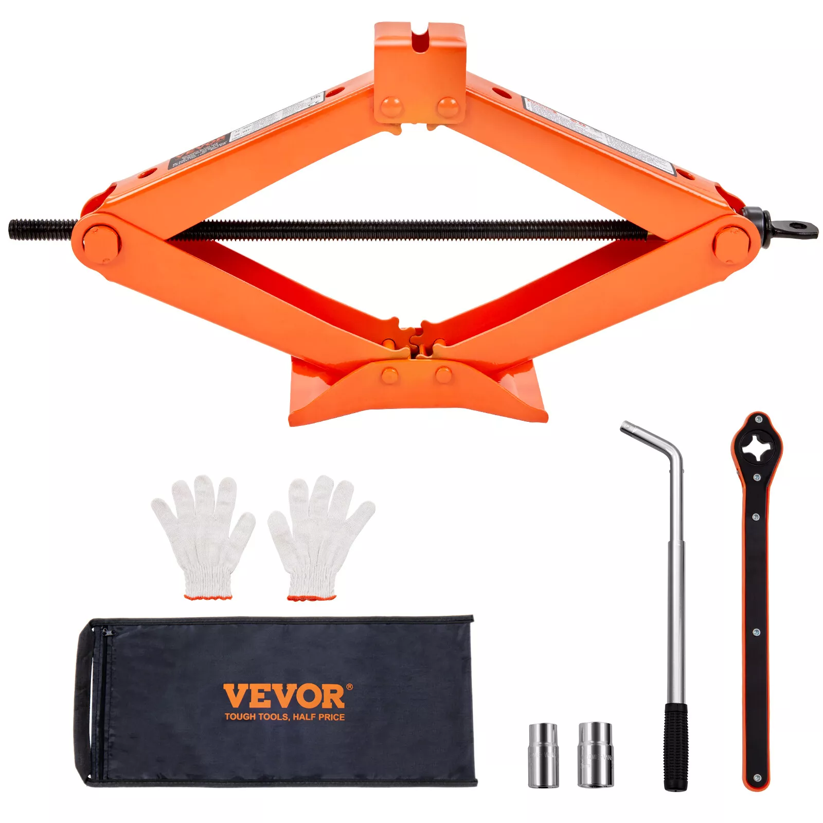 VEVOR Scissor Jack 2.5 Ton Steel Scissor Car Lift Jack Kit with Lug ...