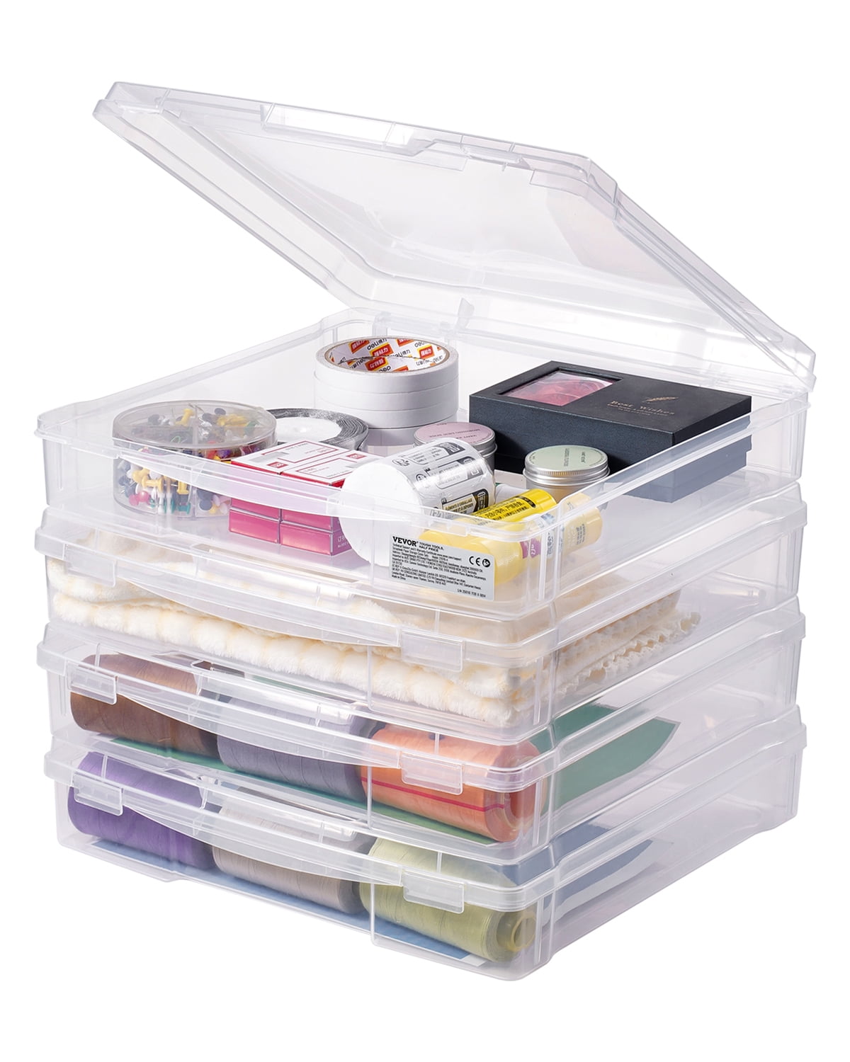 VEVOR Scrapbook Paper Storage, 4 Pack Stackable Plastic Board Game ...