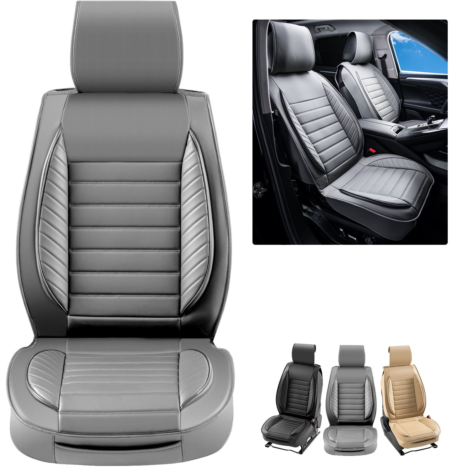 VEVOR Seat Covers, Universal Car Seat Covers Front Seats, 2pcs Faux ...