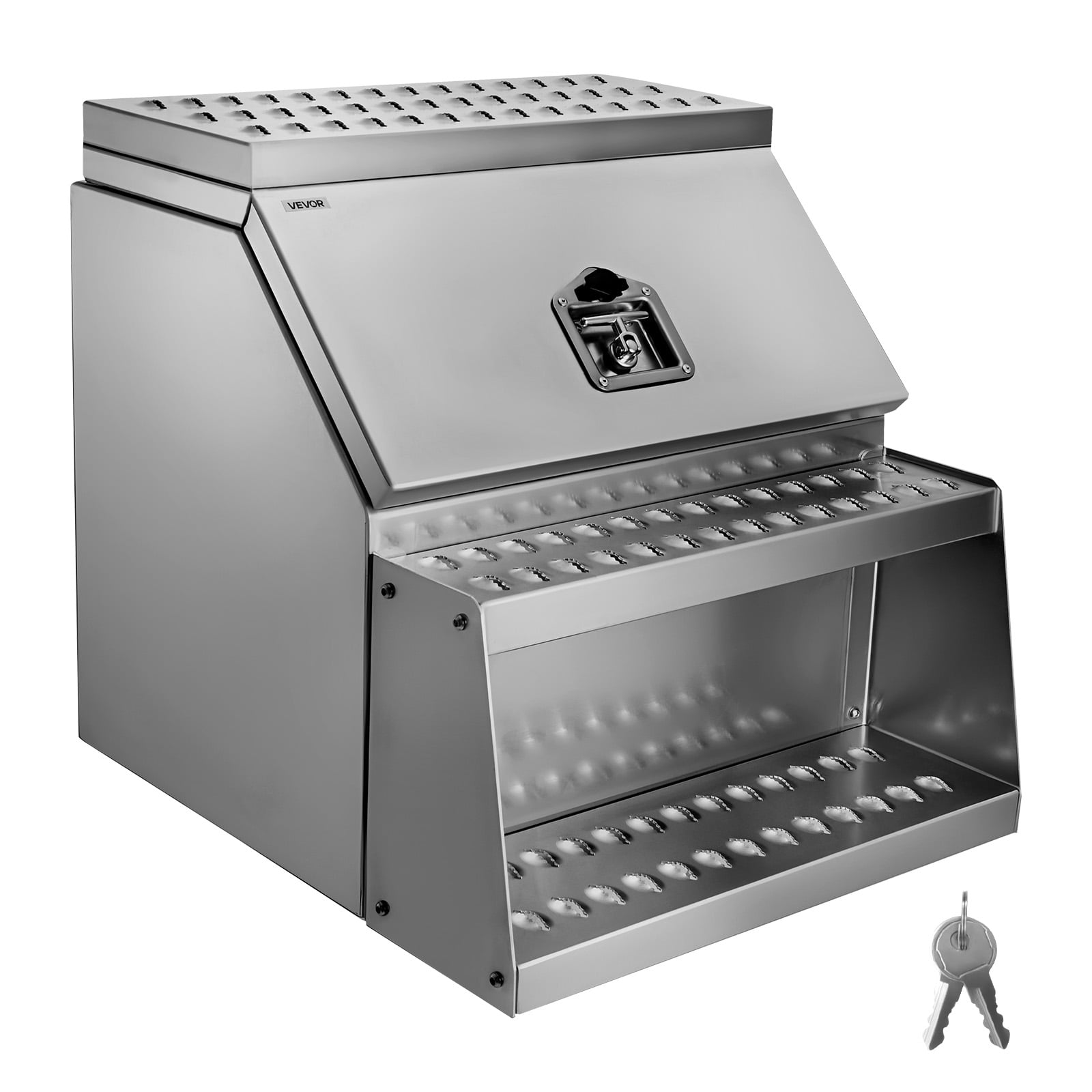 VEVOR Semi-Truck Step Tool Box, 24" x 27.5" x 25.4" Heavy Duty Aluminum ...