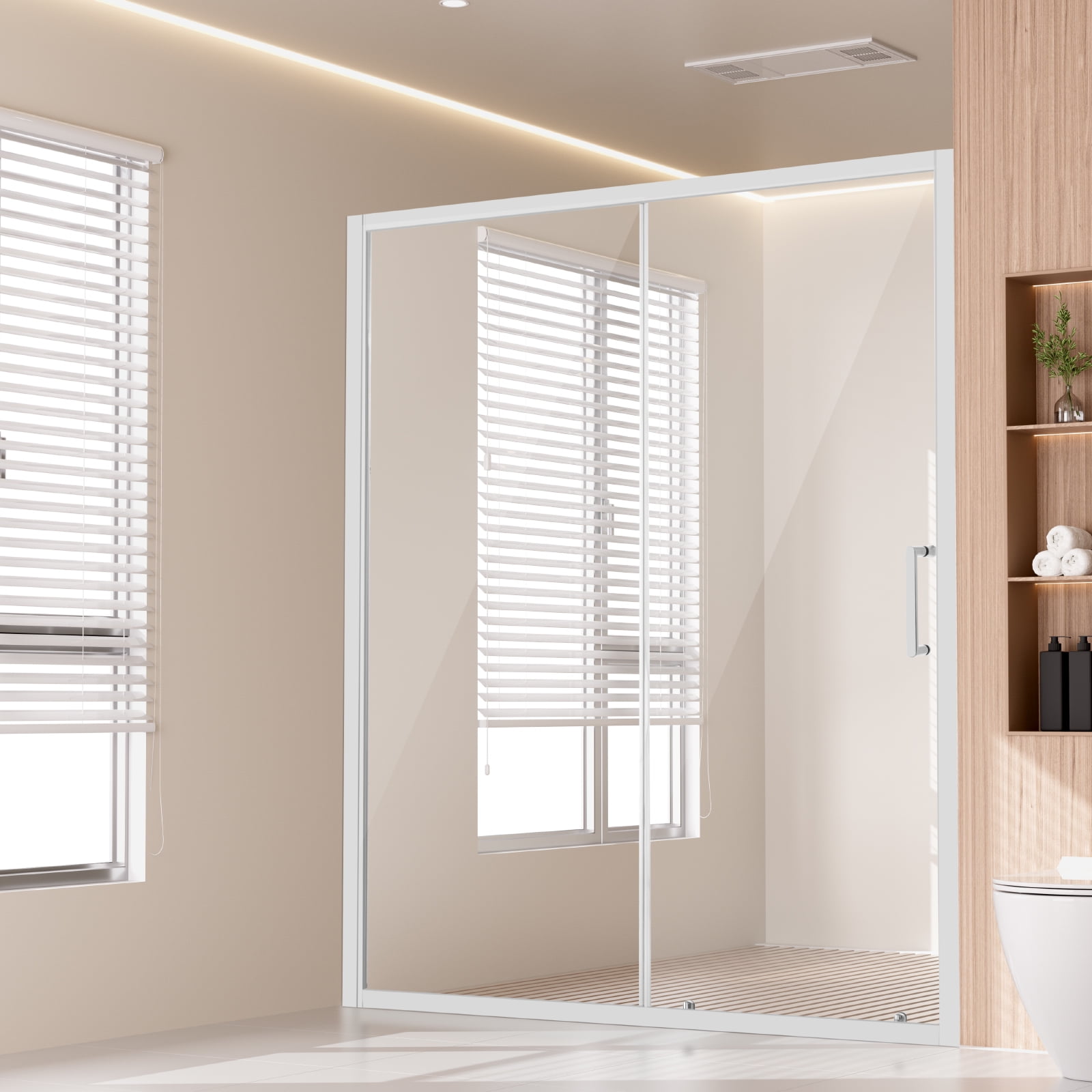 VEVOR Semi-frameless Shower Door, 57.7-59 W x 70 H in, Shower Sliding ...
