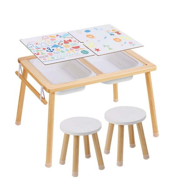 VEVOR Sensory Table and Chairs Set, Toddlers Activity Table with 2 ...