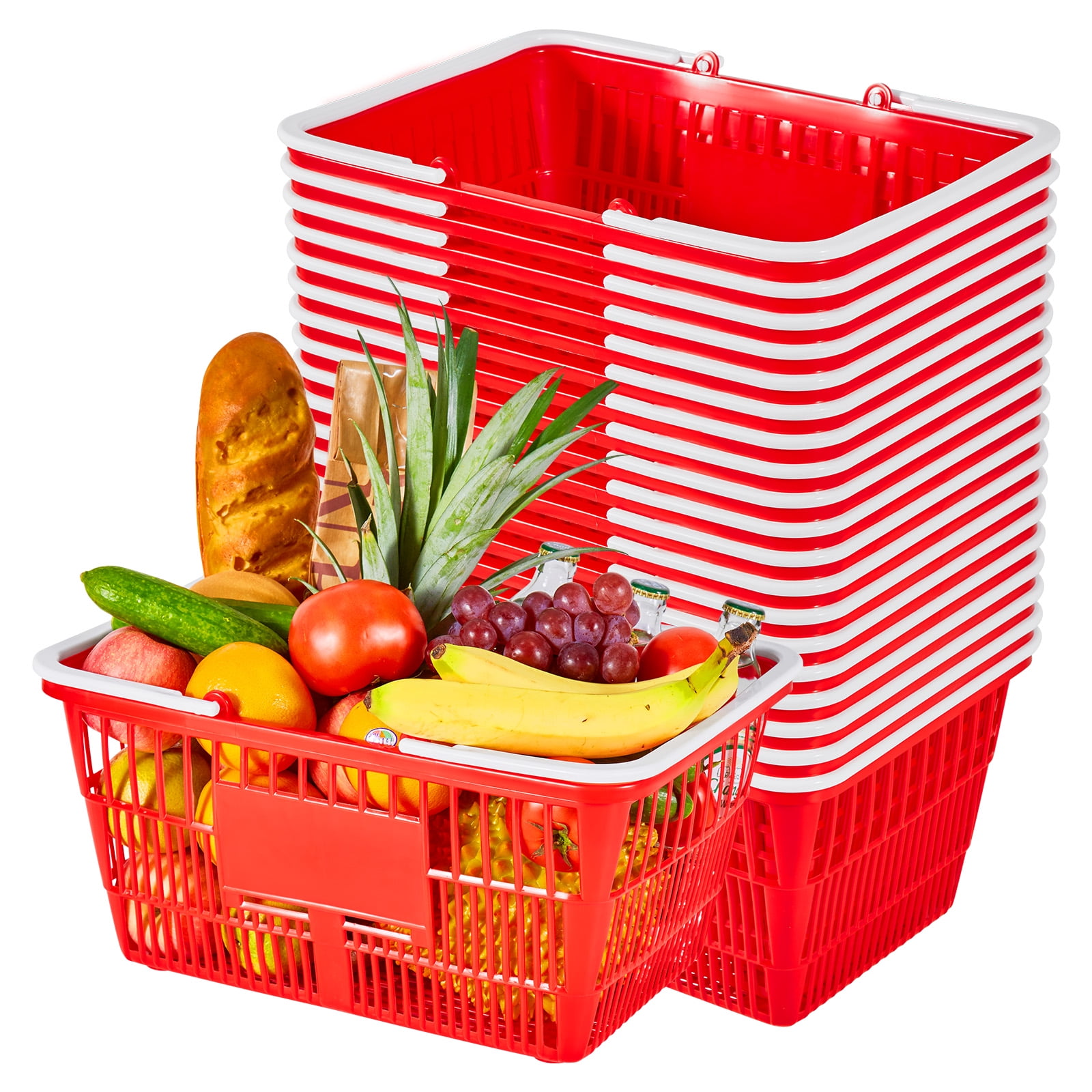 VEVOR Shopping Baskets, 20 PCS, 21L Stackable PE Plastic Grocery ...