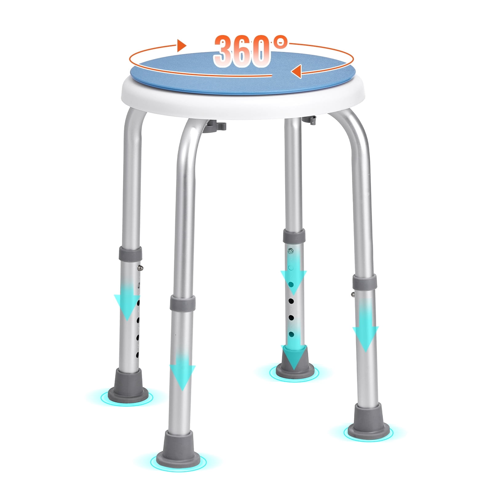 VEVOR Shower Chair for Inside Shower, Adjustable Height, 360° Swivel ...