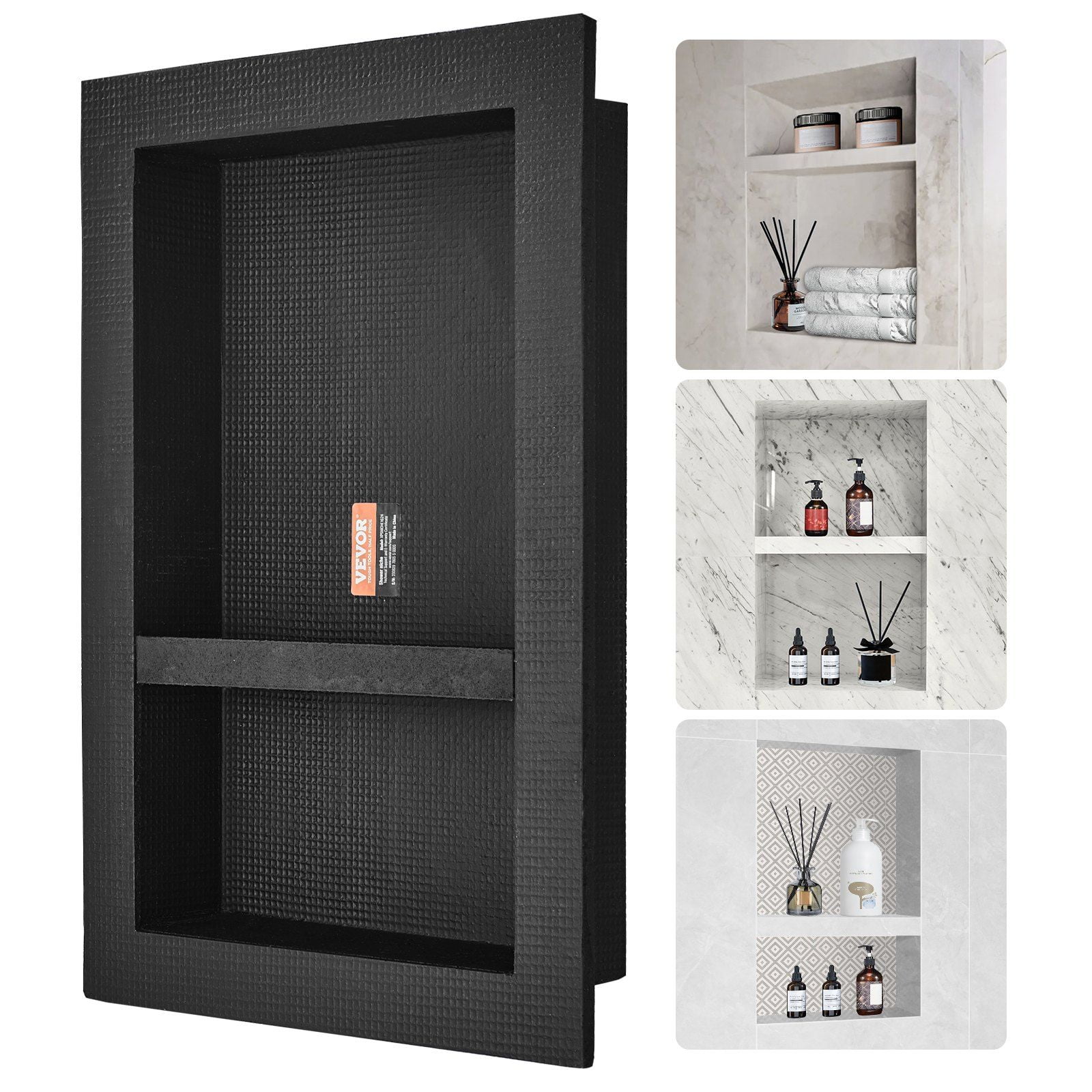 VEVOR Shower Niche Ready for Tile 16" x 24", Double Shelf Organizer ...
