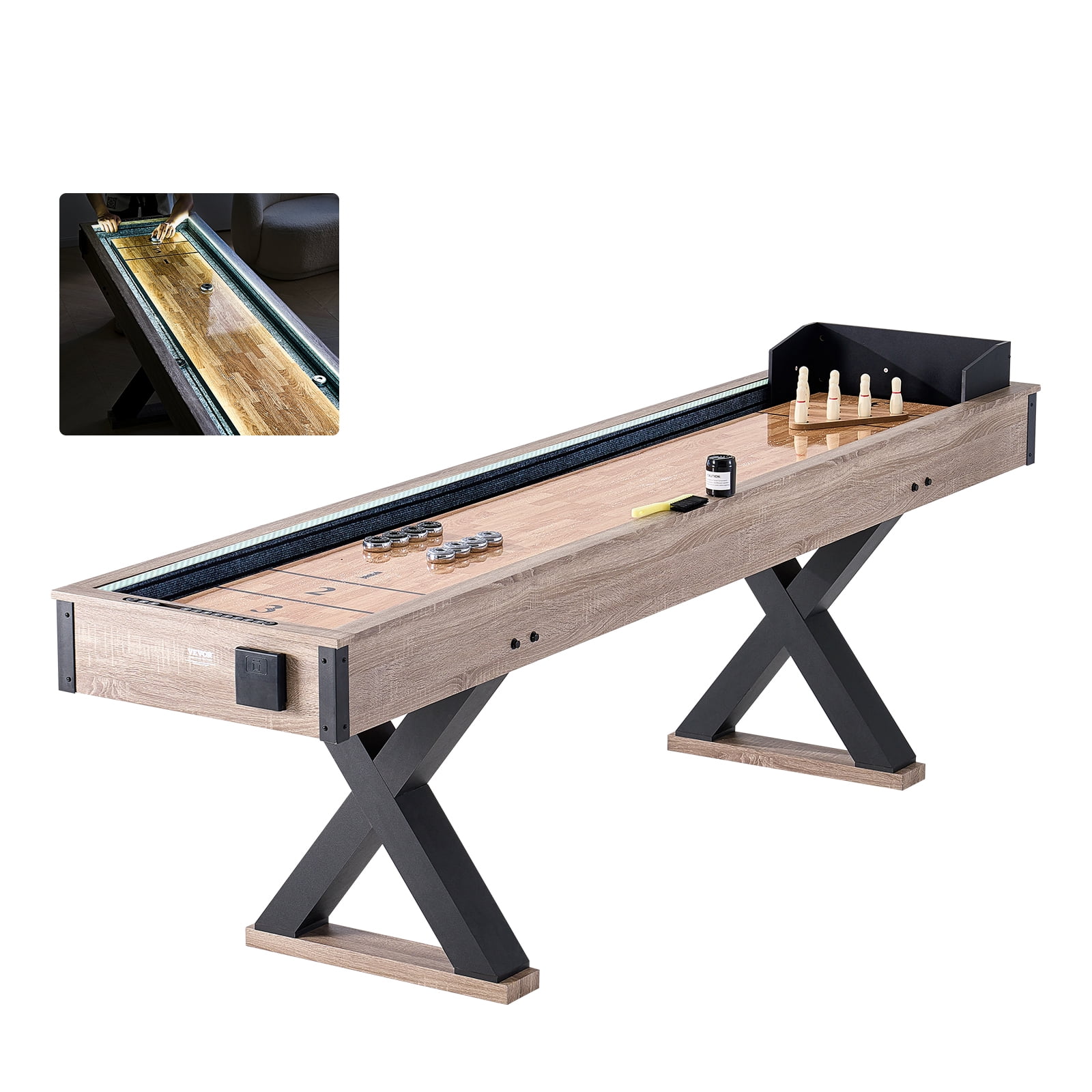 VEVOR Shuffleboard Table, 9 ft LED Light Up Shuffleboard for Family ...
