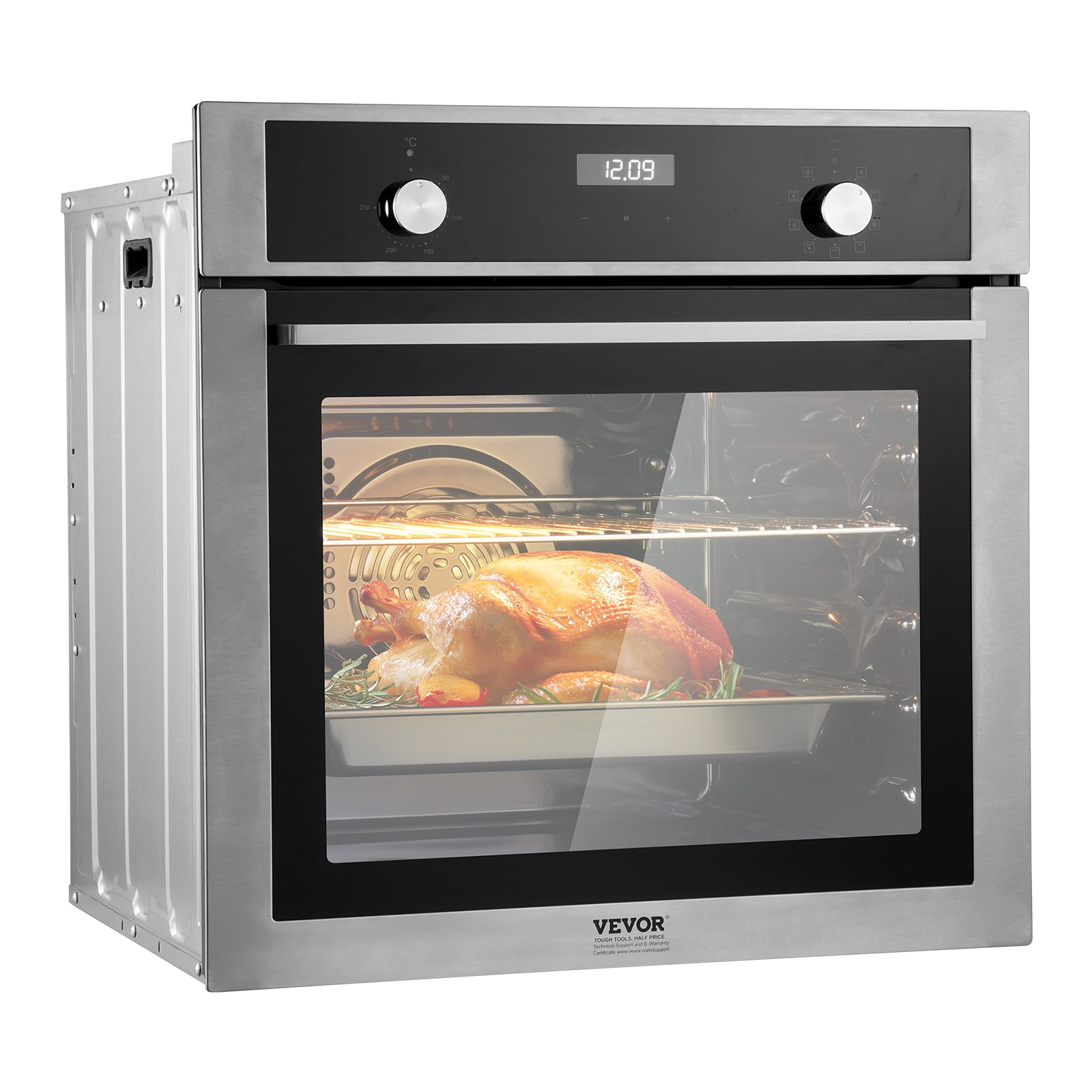 VEVOR Single Wall Oven, 24" Electric Built-in Wall Oven with 9 Cooking ...