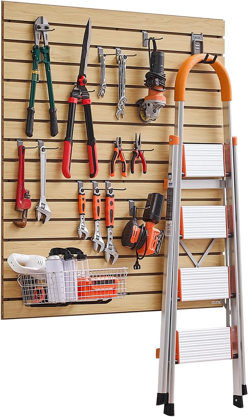 VEVOR Slat Wall Paneling, 4 x 4ft, MDF Garage Slatwall with Modular ...