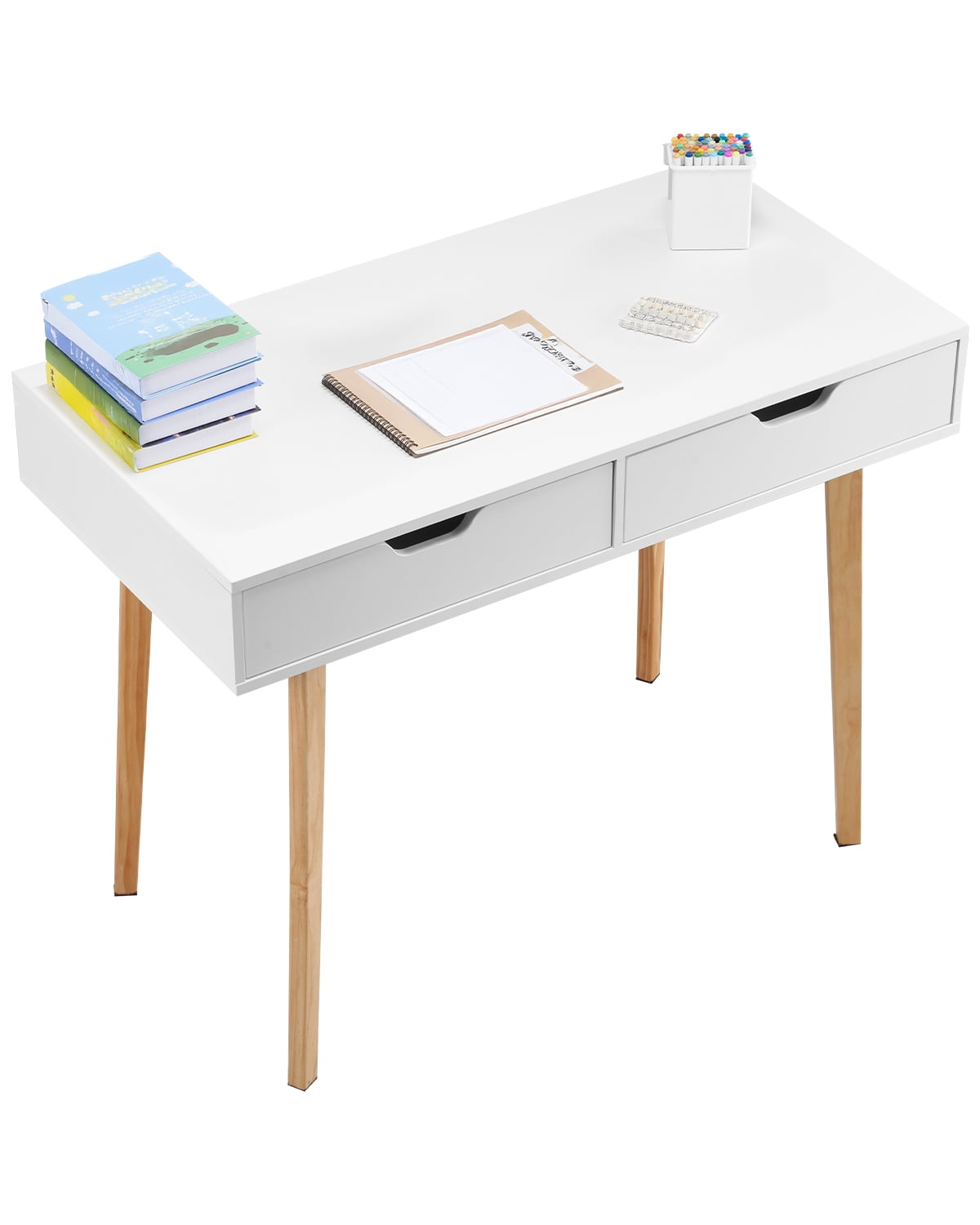 VEVOR Small Desk with Drawers, Kids Desk for Bedroom, Wooden Simple ...