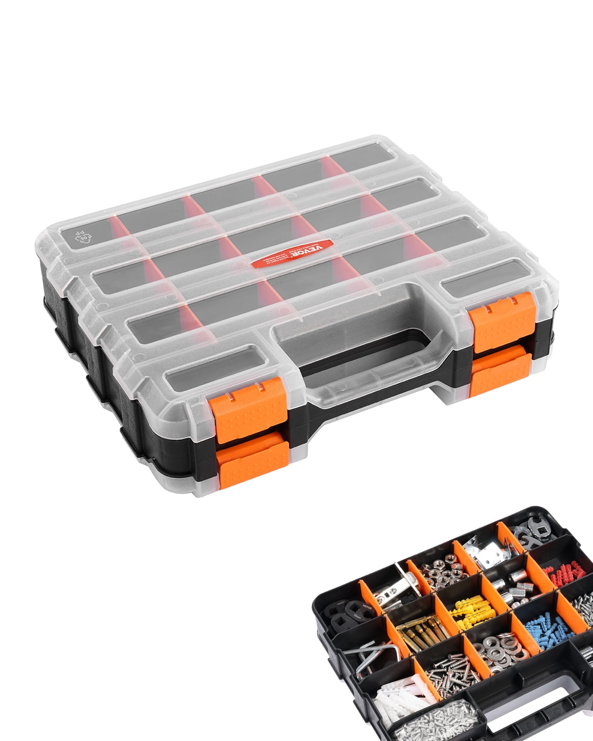 VEVOR Small Parts Organizer, 34-Compartment Double Side Tools Organizer ...