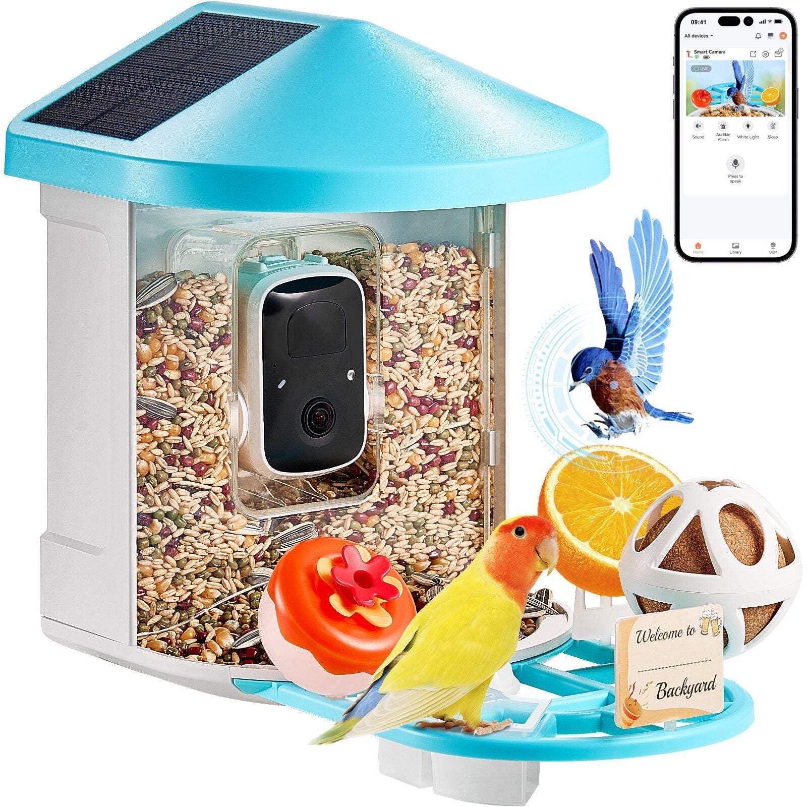 VEVOR Smart Bird Feeder with Camera 2K HD AI Identify Bird Species ...