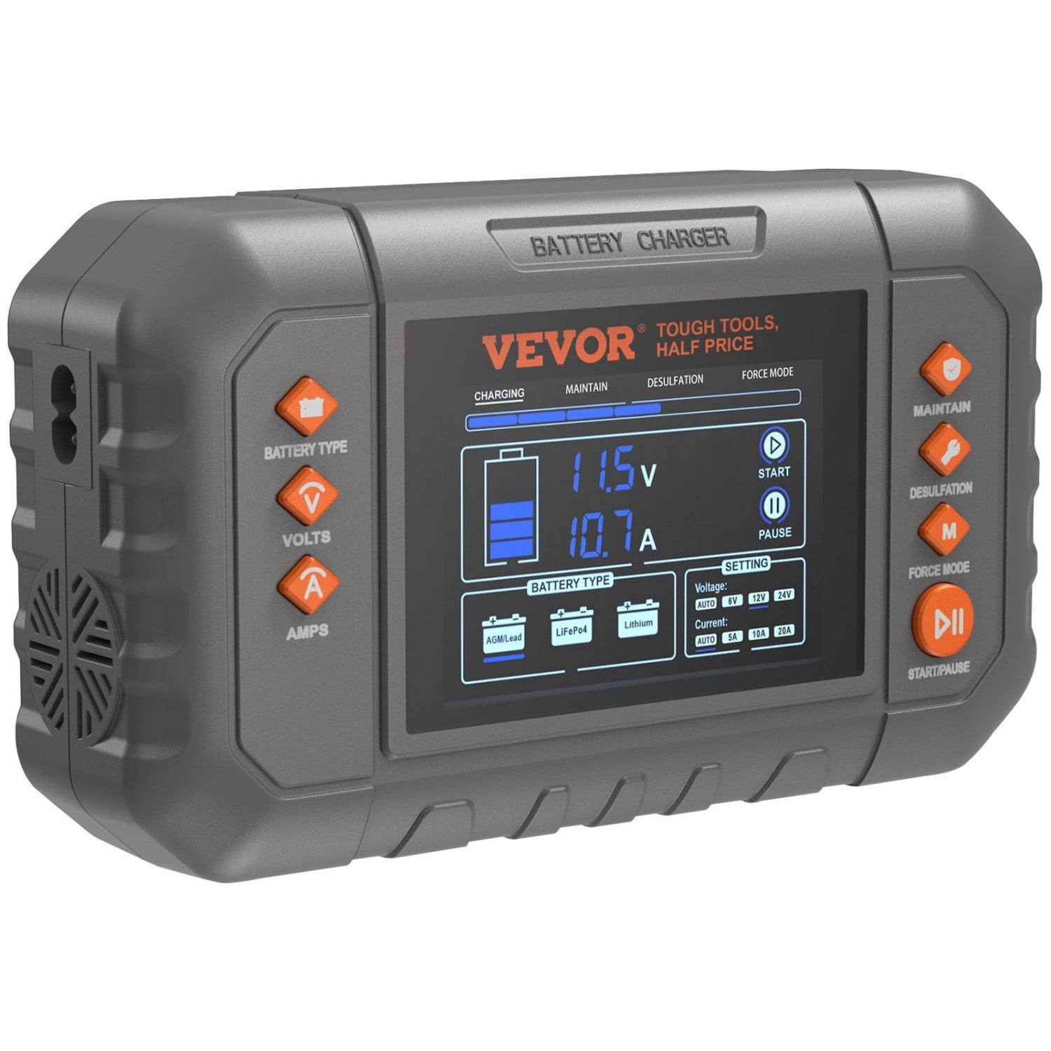 VEVOR Smart Lithium Battery Charger - 20A Multi-Mode (Charge/Maintain ...