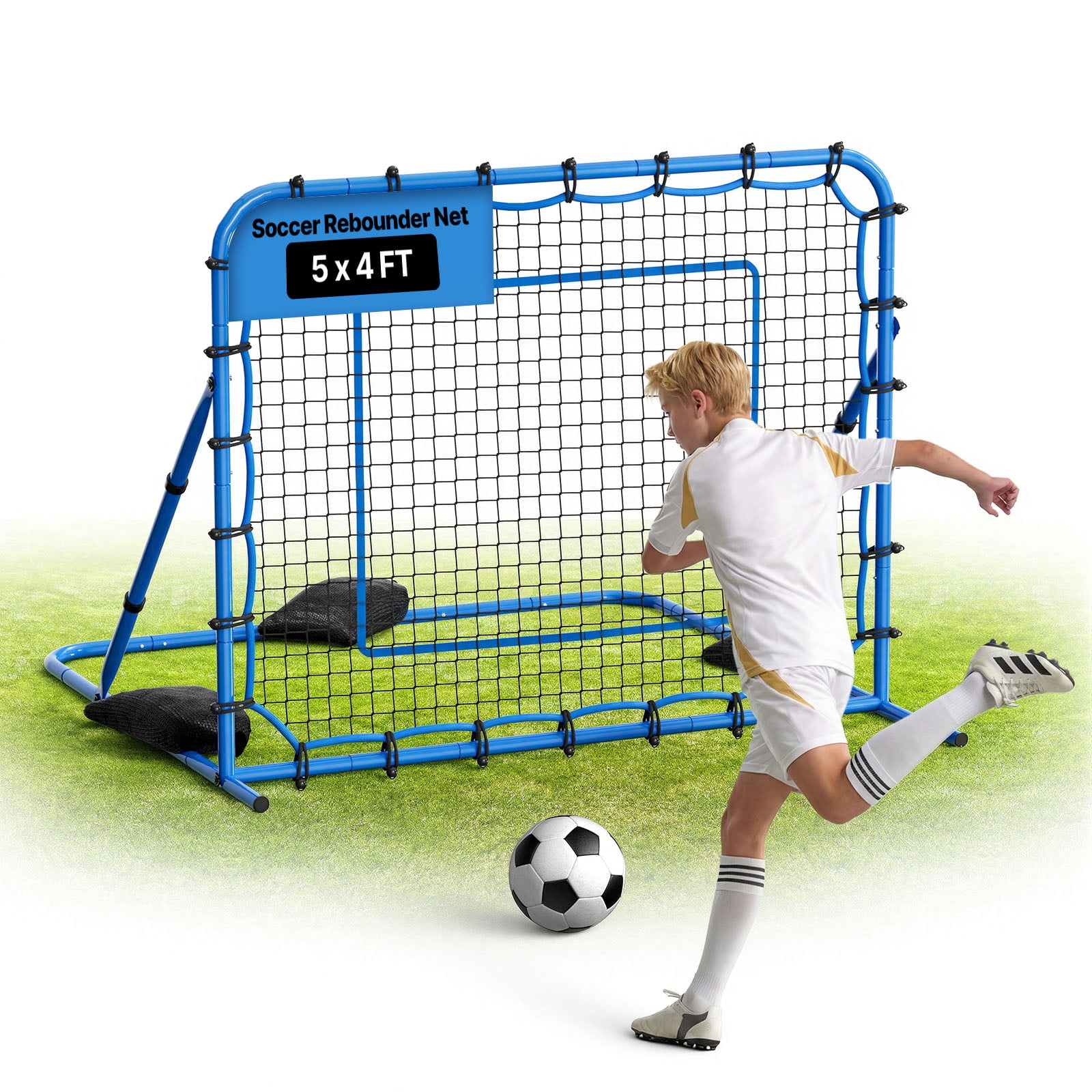 VEVOR Soccer Rebounder Net, Quick-Switch Angle Soccer Goal Rebounder ...
