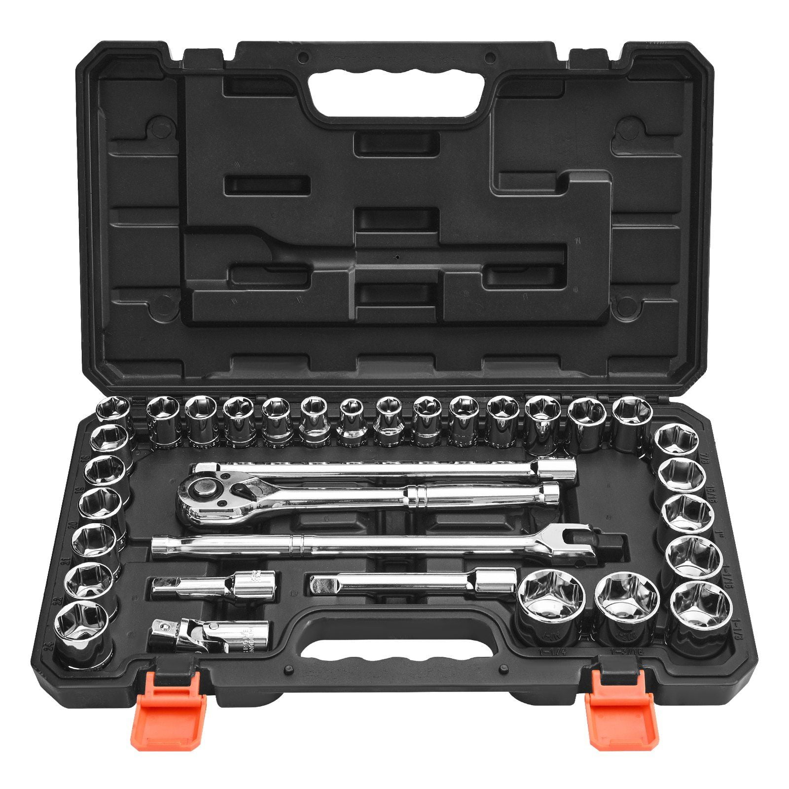 VEVOR Socket Set, 33 Pieces, 1/2 inch Drive Socket and Ratchet Set, SAE ...