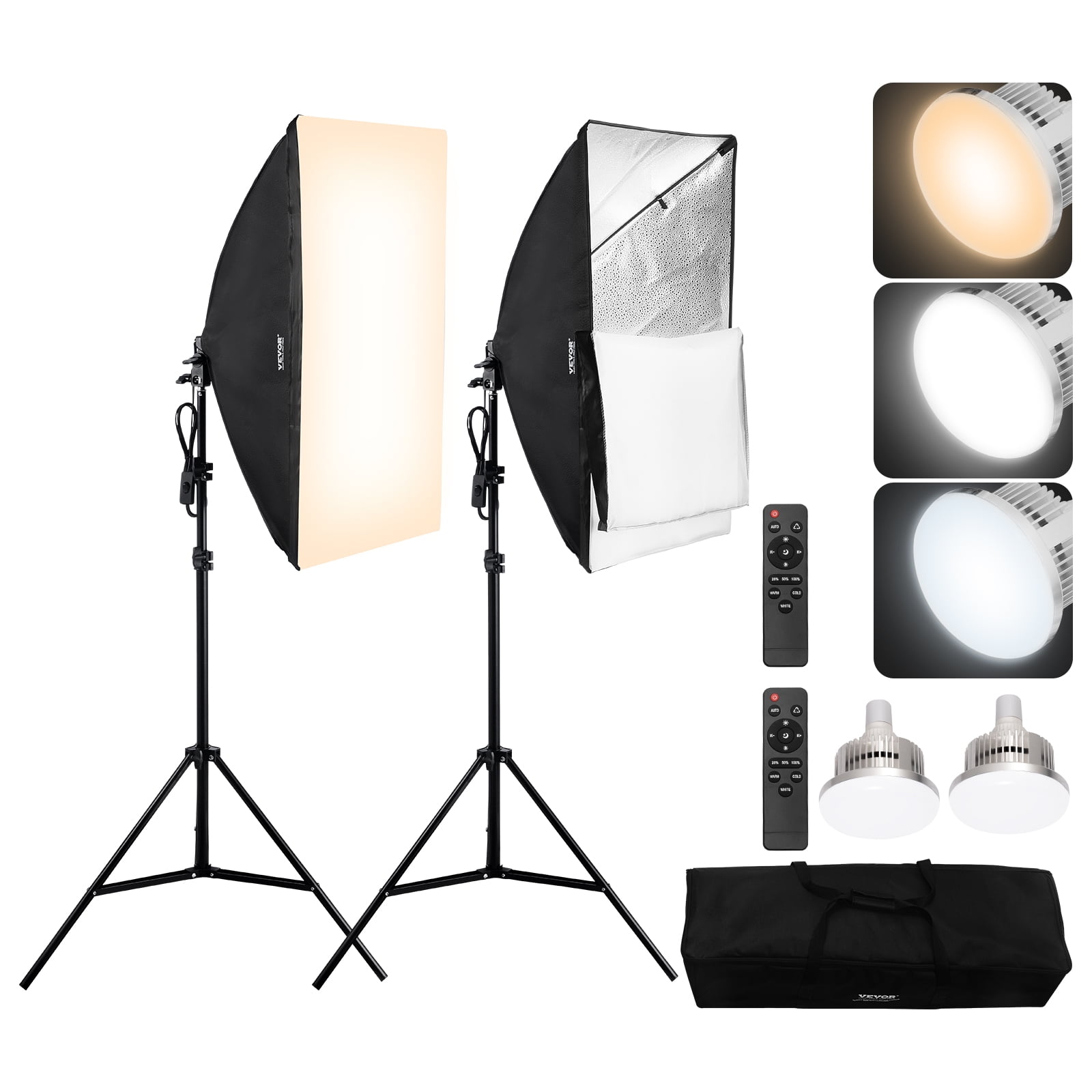 VEVOR Softbox Lighting Kit,20" x 28",Professional Softbox with 45W 3000 ...