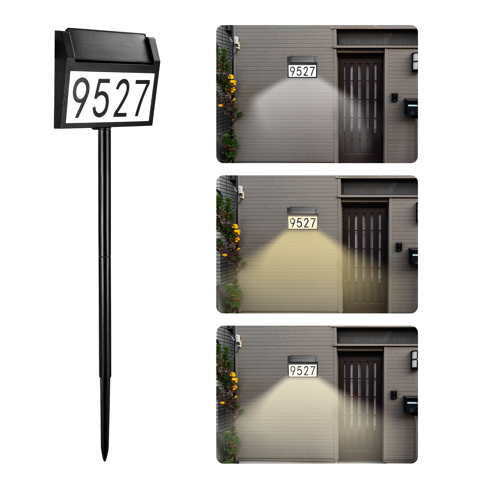 VEVOR Solar Address Sign, 3 Colors House Numbers for Outsides ...