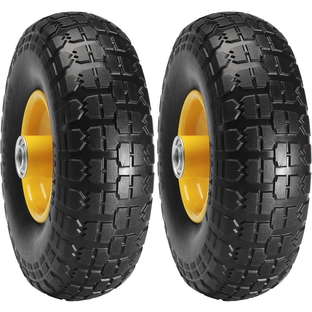 10-Inch Solid PU Run Flat Tires & Wheels 2-Pack - 400lb Dynamic/450lb ...