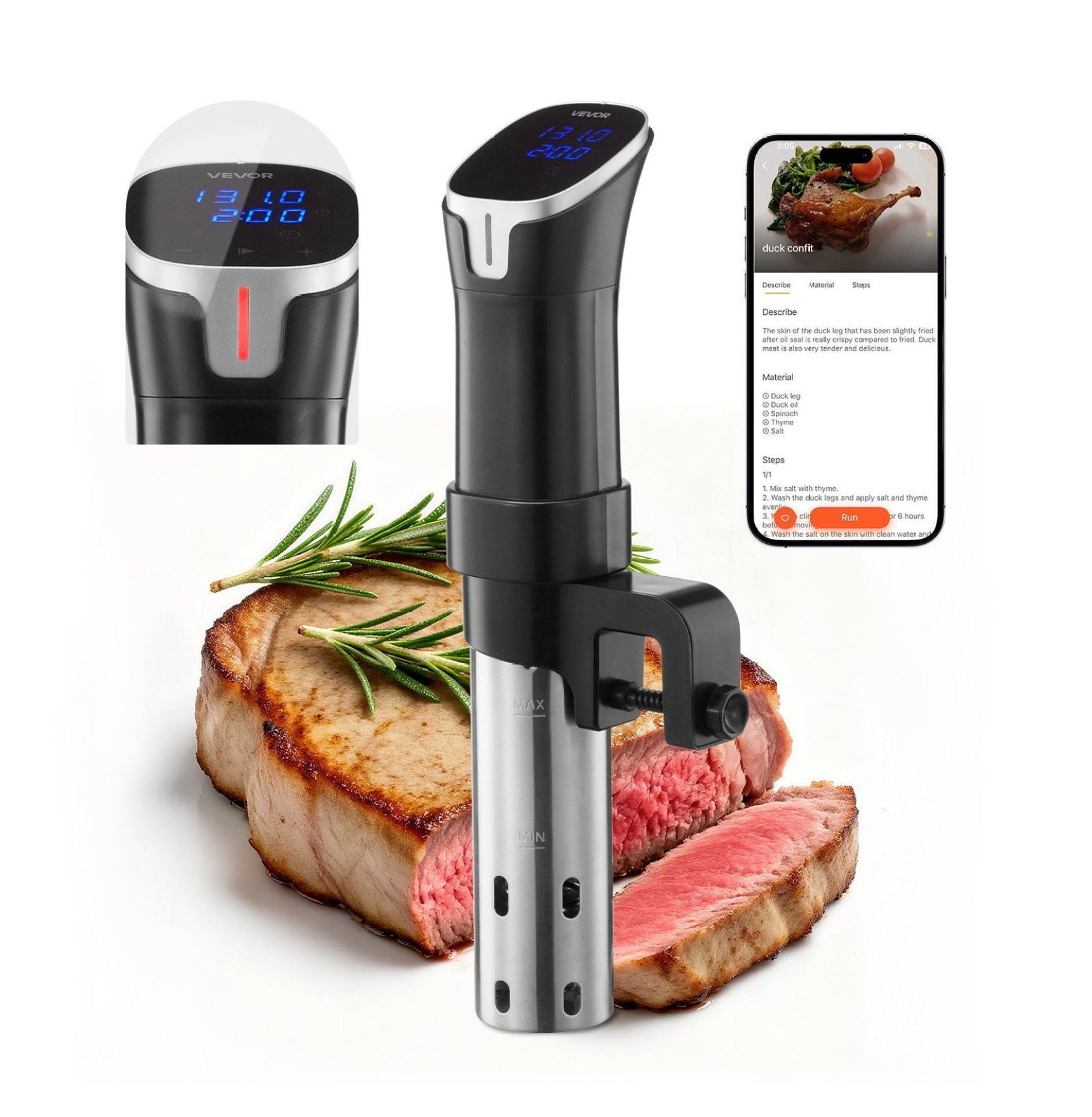 VEVOR Sous Vide Precision Cooker, 1100W Sous-Vide Cooking Machine, WIFI ...