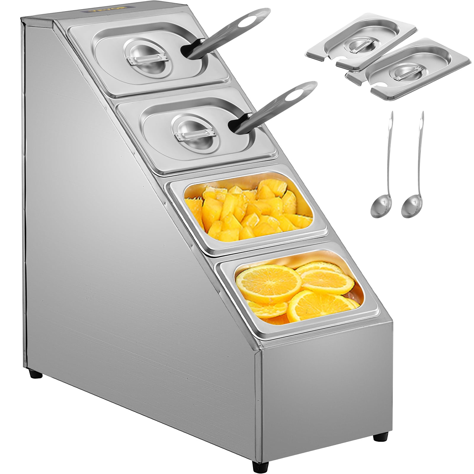 VEVOR Spice Rack Shelf, Four Rows, Stainless Steel Organizer Stand with ...