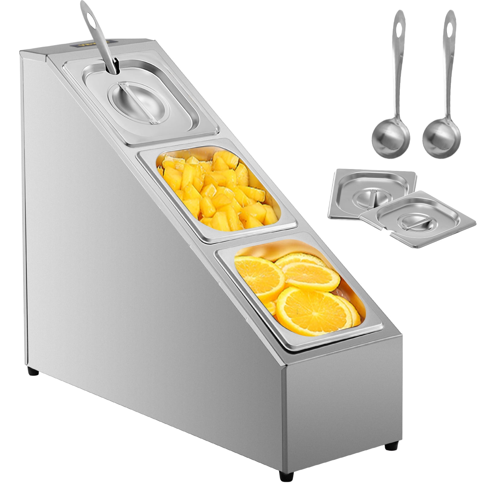 VEVOR 3-Row Stainless Steel Spice Rack with Pans and Ladles, Countertop ...