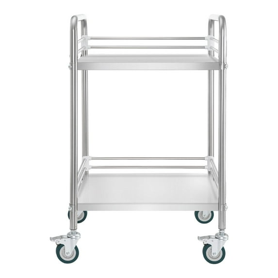 VEVOR Stainless Steel Cart, 2-Tier Rolling Lab Utility Cart with ...