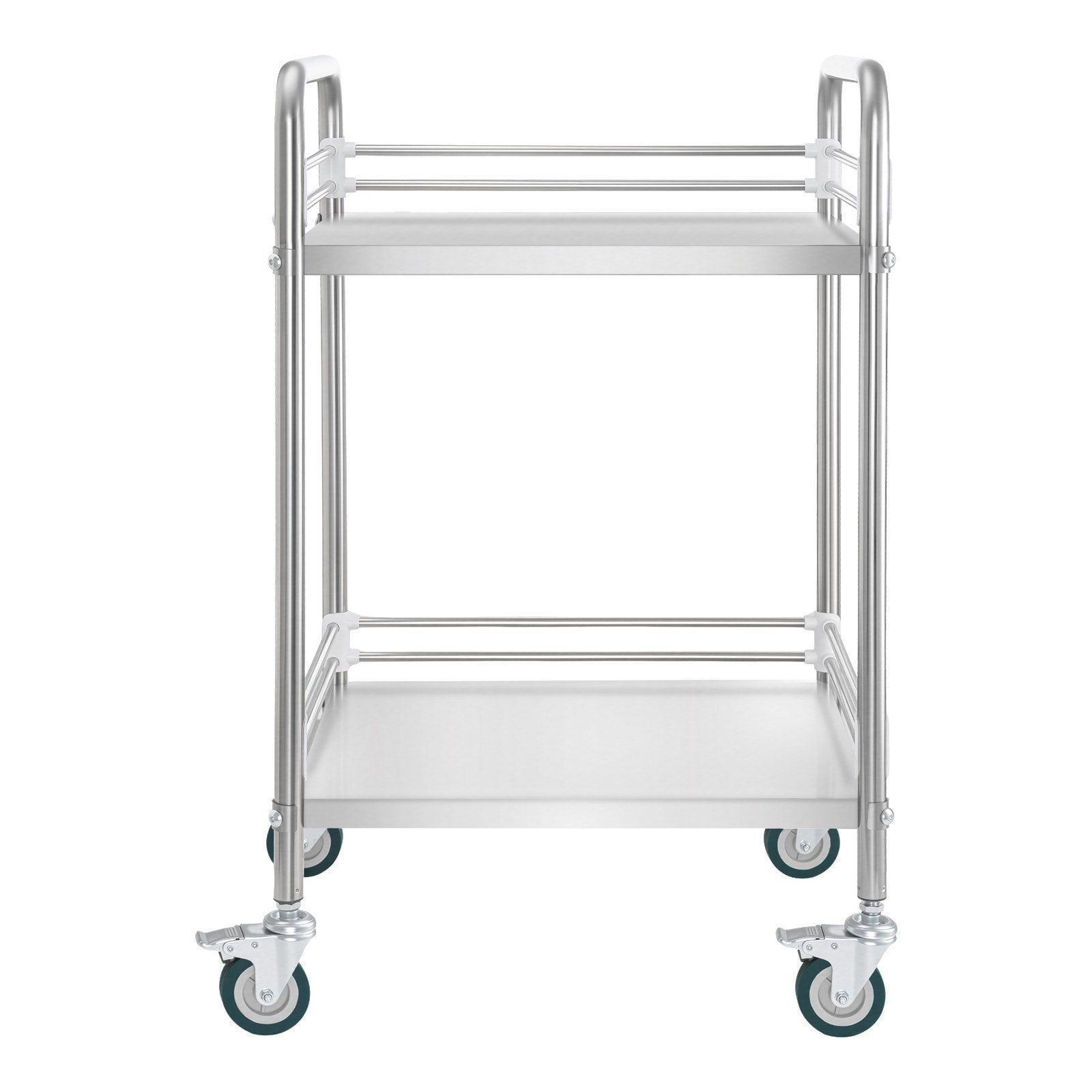 VEVOR Stainless Steel Cart, 2-Tier Rolling Lab Utility Cart with ...