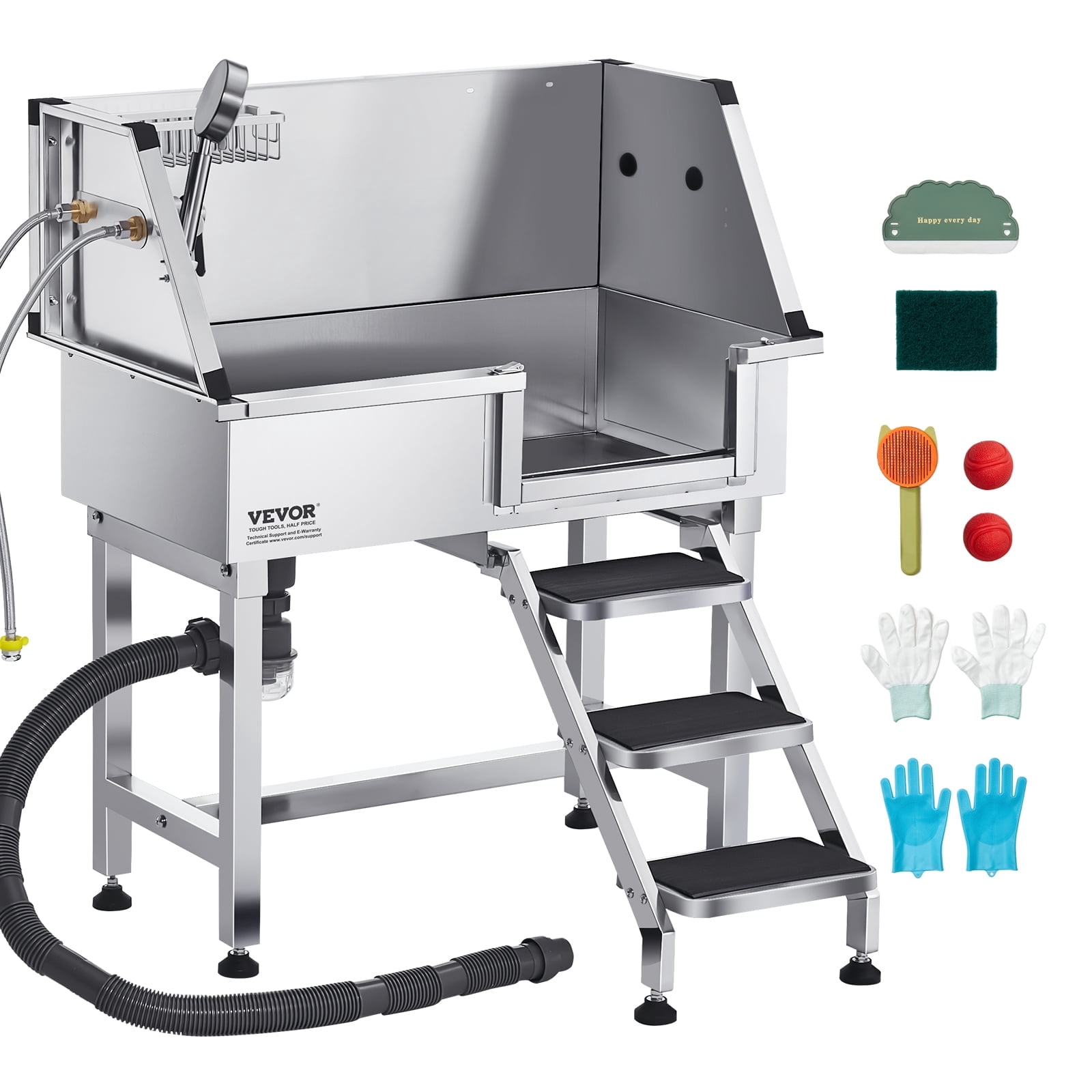 VEVOR Stainless Steel Dog Washing Station, 34 inch Pet Grooming Tub w ...