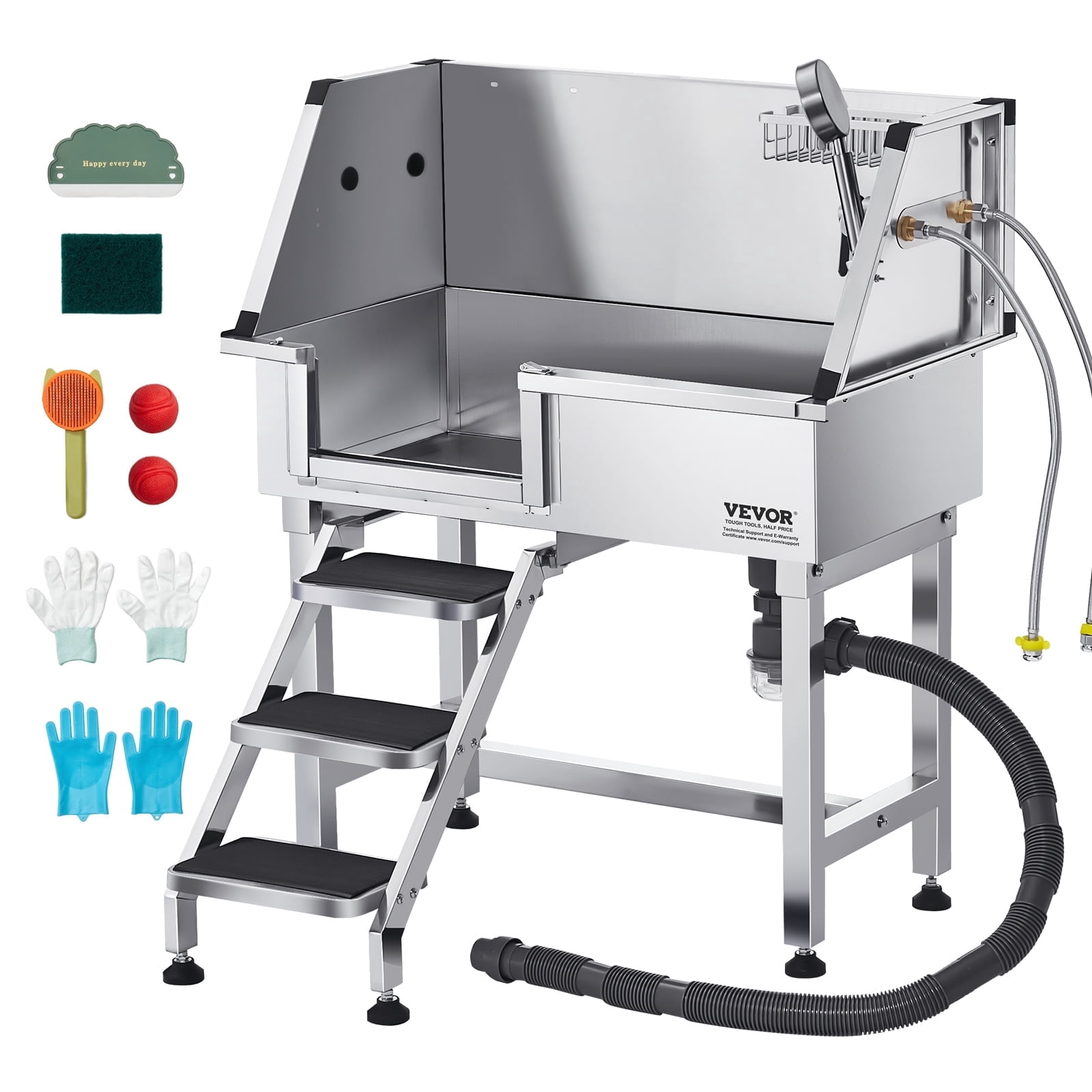 VEVOR Stainless Steel Dog Washing Station,34 inch Pet Grooming Tub w ...