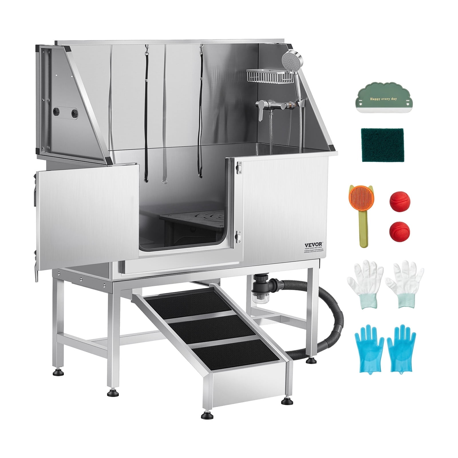 VEVOR Stainless Steel Dog Washing Station, 50 inch Pet Grooming Tub w ...