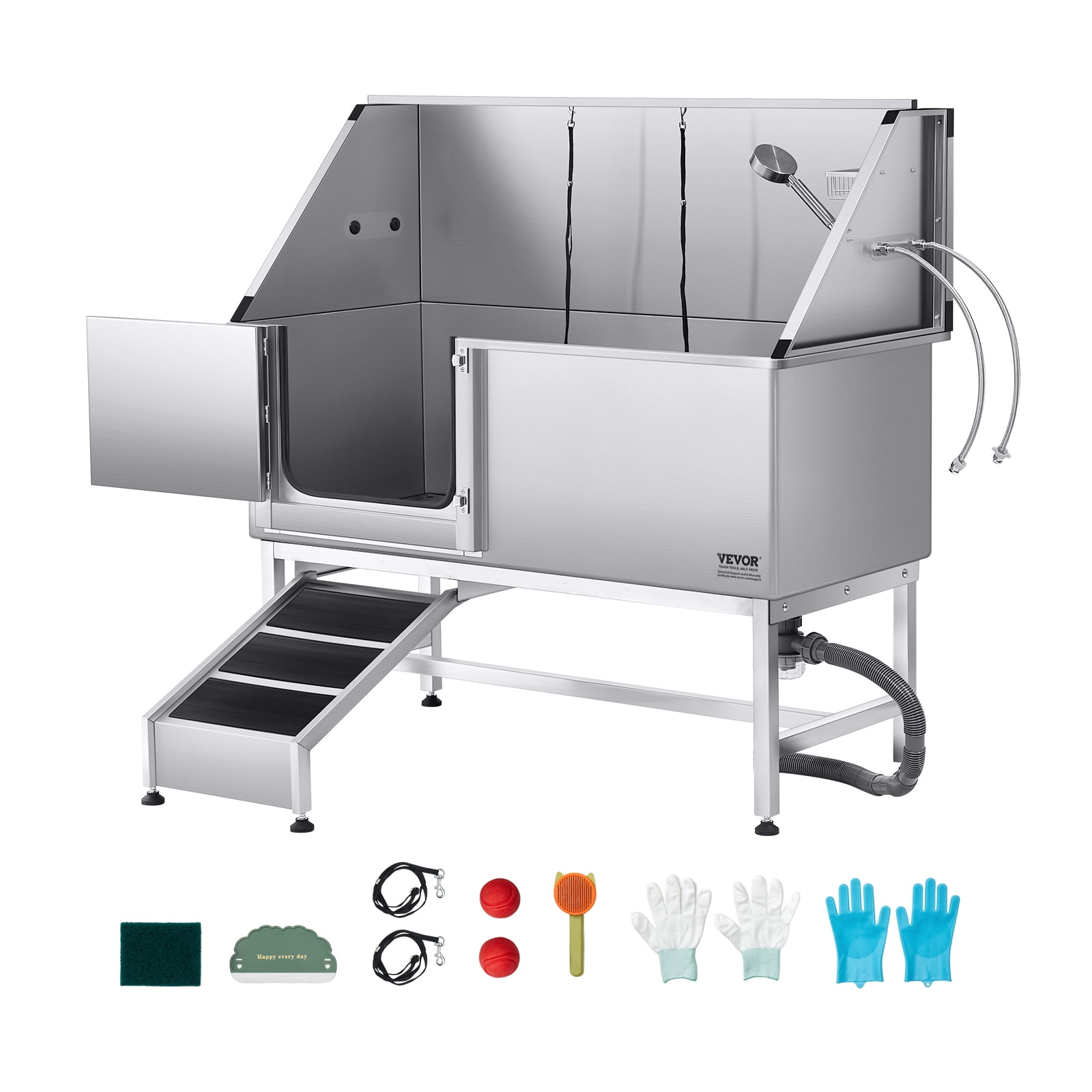 VEVOR Stainless Steel Dog Washing Station, 62 inch Pet Grooming Tub w ...