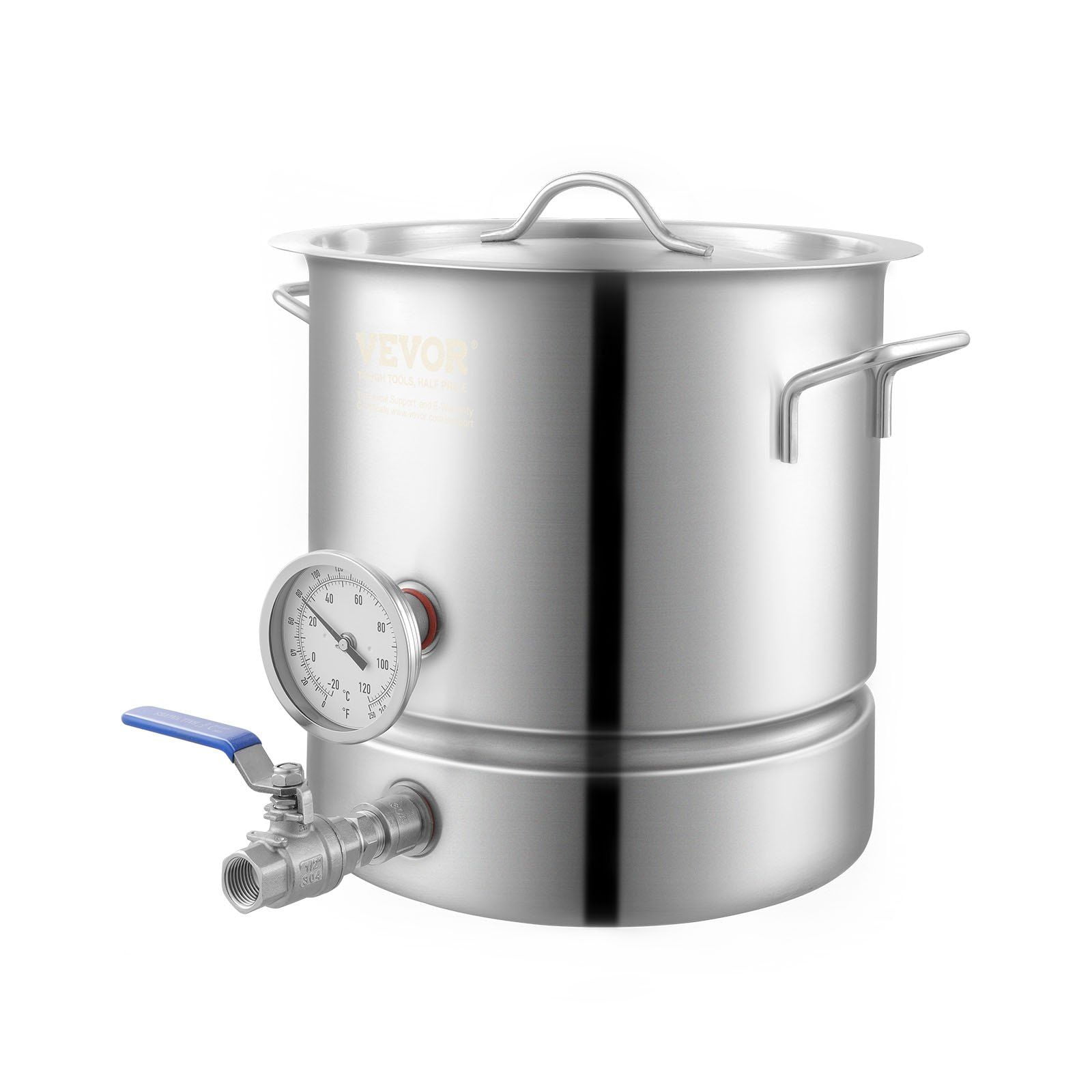 VEVOR Stainless Steel Kettle, 5 GALLON Brewing Pot, Tri Ply Bottom for ...