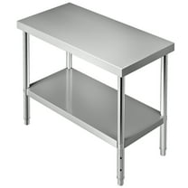 AECOJOY Stainless Steel Work Table with Hooks Commercial Kitchen Prep ...