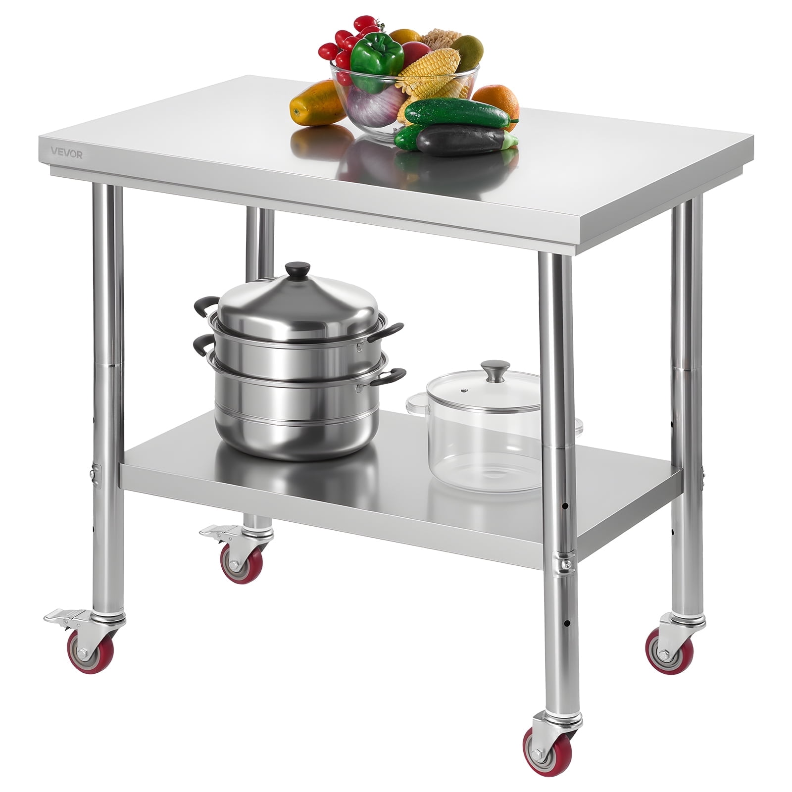 VEVOR Stainless Steel Table, 24 x 35.4 Inches Food Prep Worktable with ...