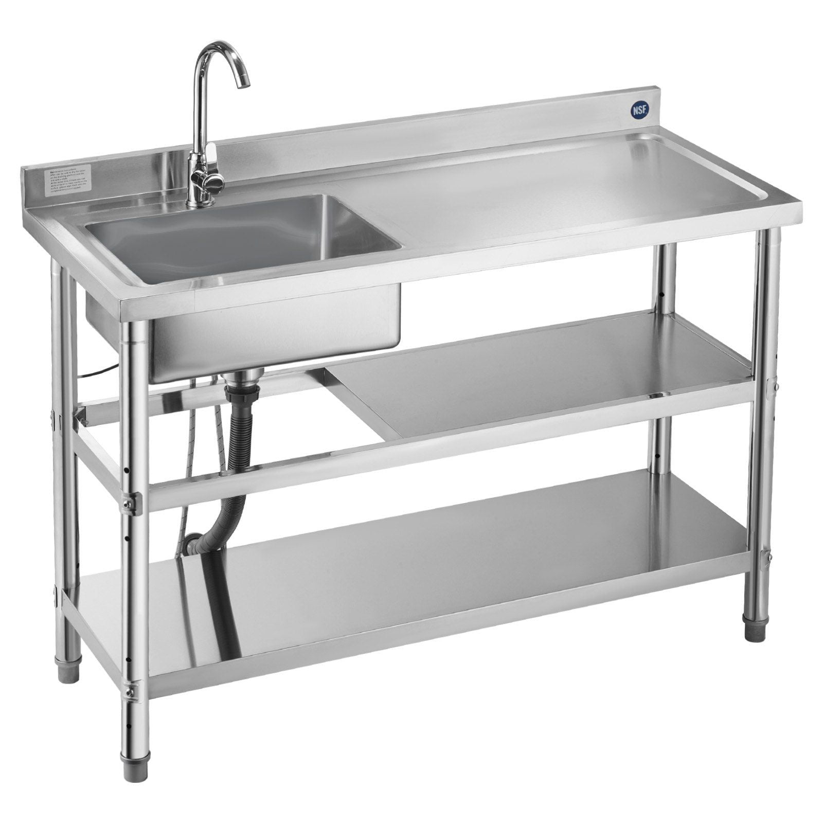 VEVOR Stainless Steel Utility Sink, Free Standing Single Bowl ...